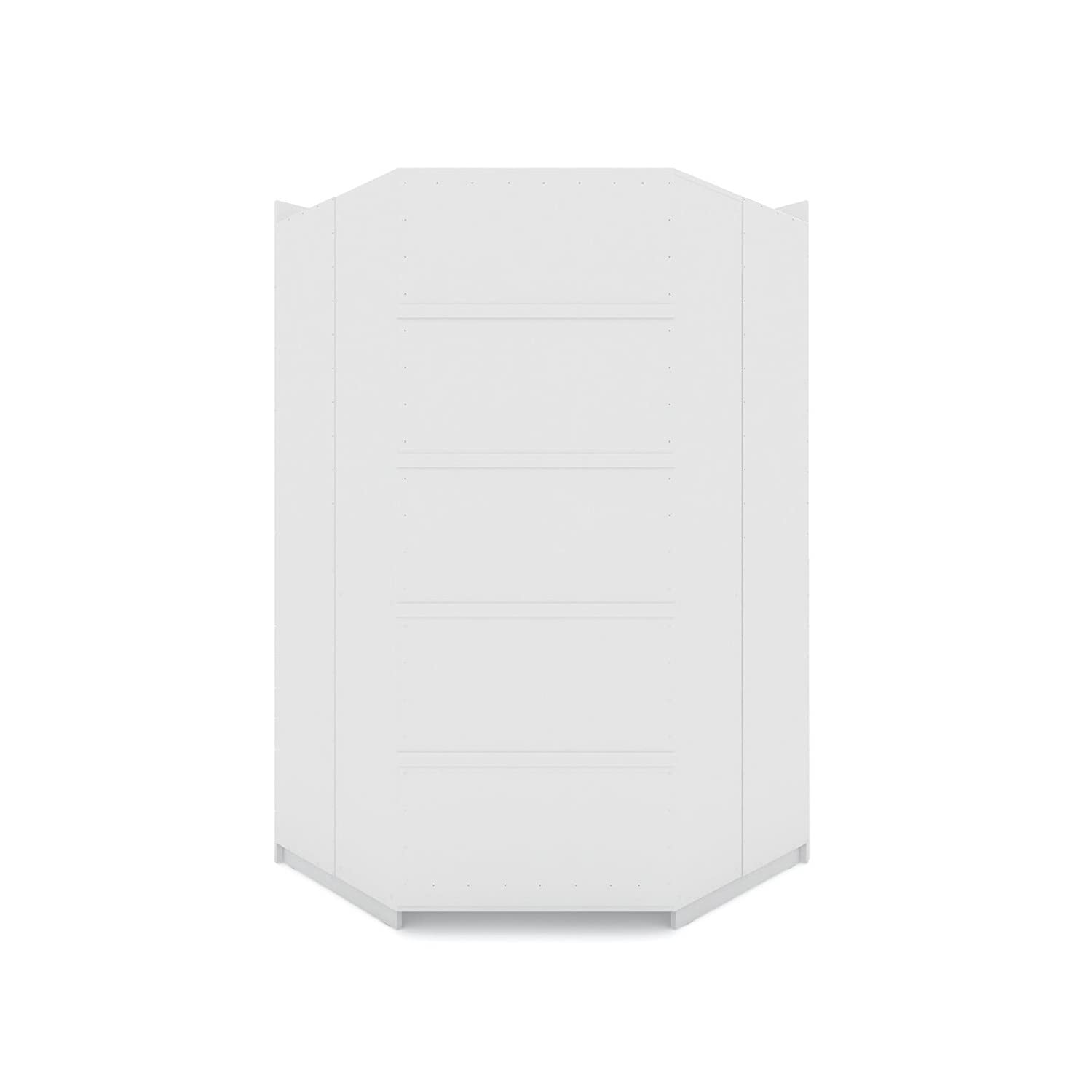 Manhattan Comfort Rockefeller Ultra Modern Open Corner Bedroom Closet with 2 Hanging Rods, 65.91", White