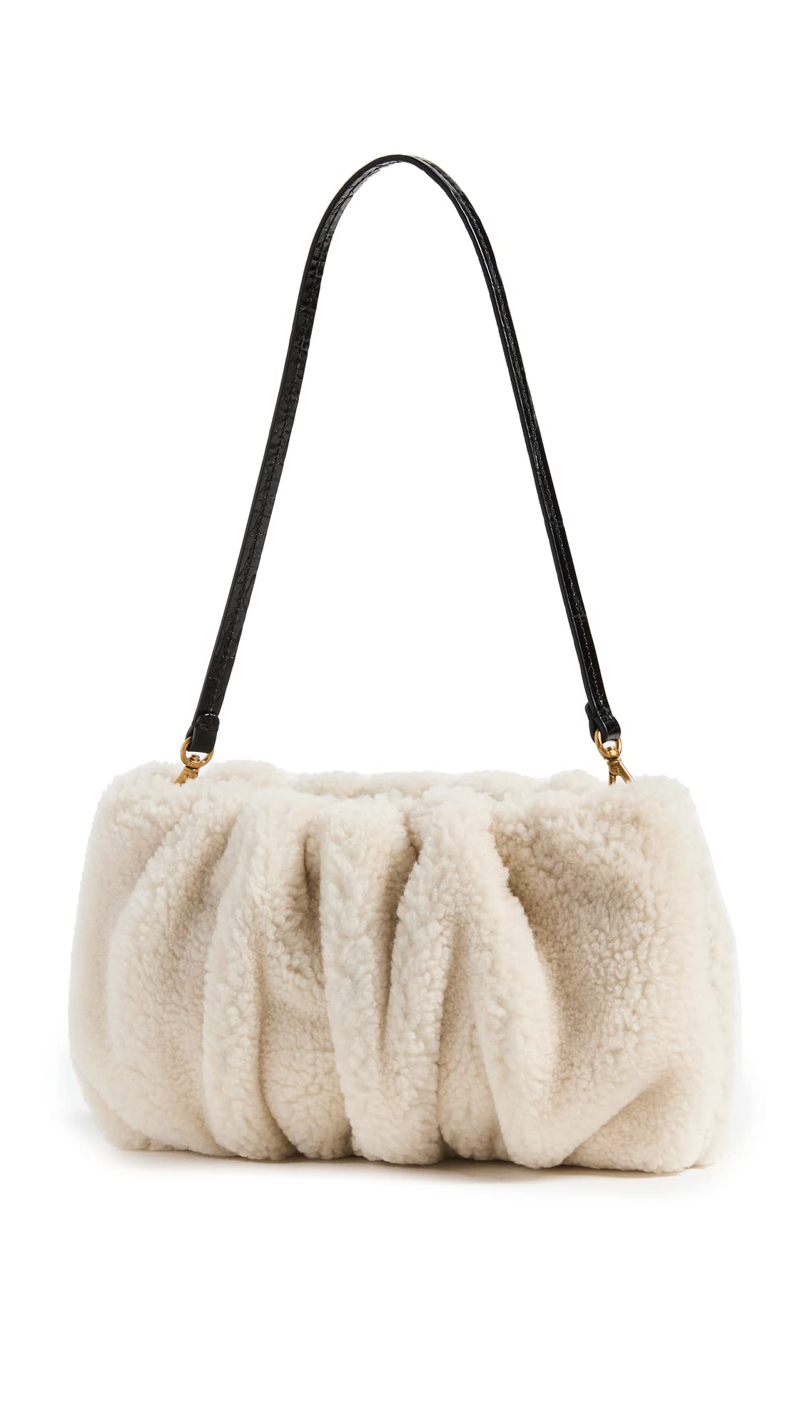 STAUD Women's Bean Shearling Convertible Bag, Cream, Off White, One Size