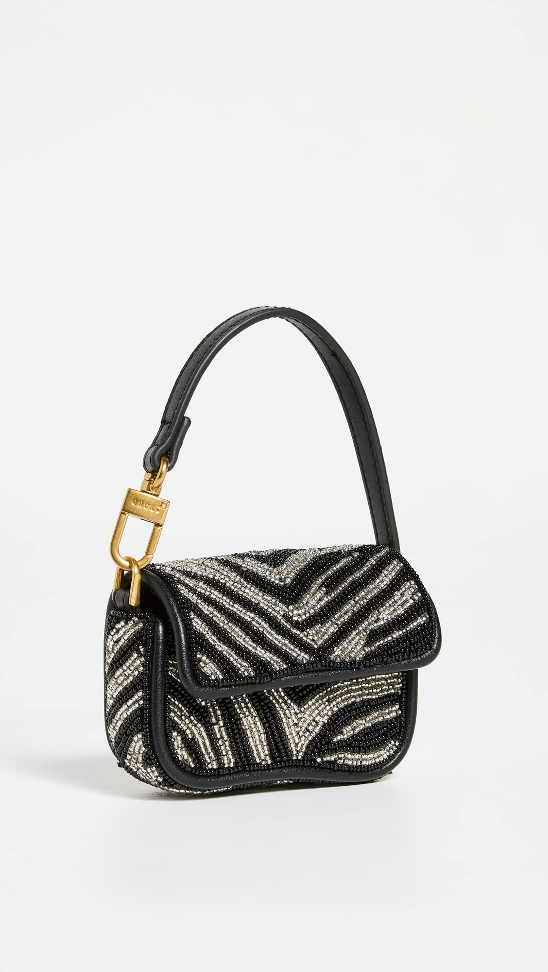 STAUD Women's Tommy Tiny Beaded Bag, Black/White, One Size