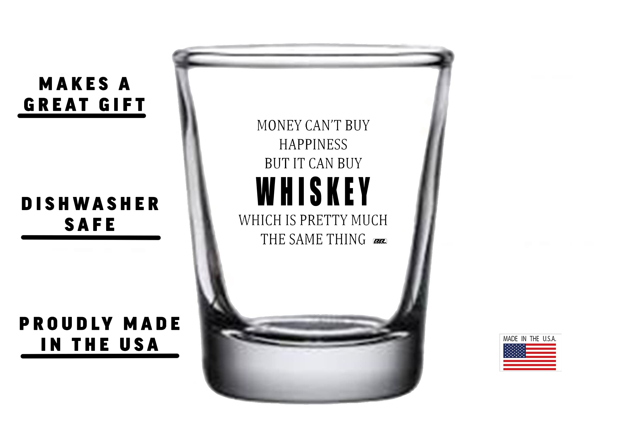 Rogue River Tactical Funny Shot Glass Money Happiness Whiskey Gag Gift