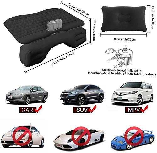 Luanoy Car Air Inflatable Bed Mattress, Portable PVC Flocking Car Travel Backseat for Vacation Camping with Two Pillows - Compatible with SUV MVP