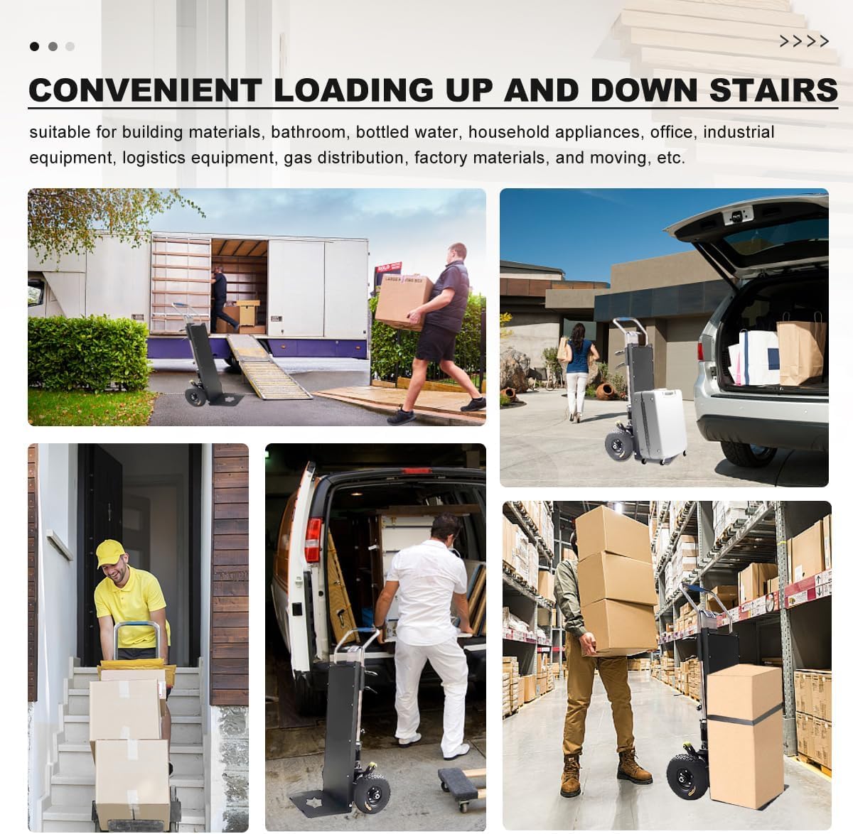 Shuyeon Powered Stair Climber Hand Trucks Easy Up/Down, 10" Solid Wheel Grocery Cart Takes 6000 Steps Stairs Hand Trucks Heavy Duty, for Family Moving Warehouse Logistics Distribution 24Ah