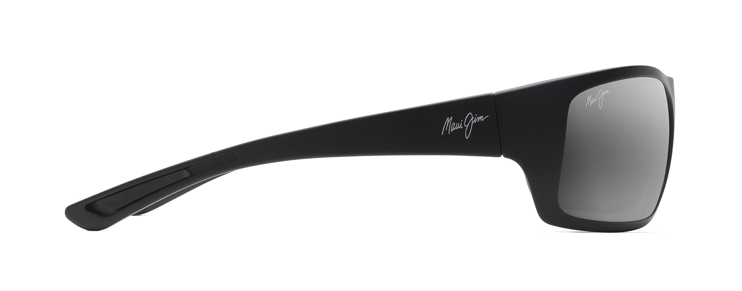 Maui Jim Men's and Women's Big Wave Polarized Wrap Sunglasses, Translucent Matte Grey/Blue Hawaii, Extra large