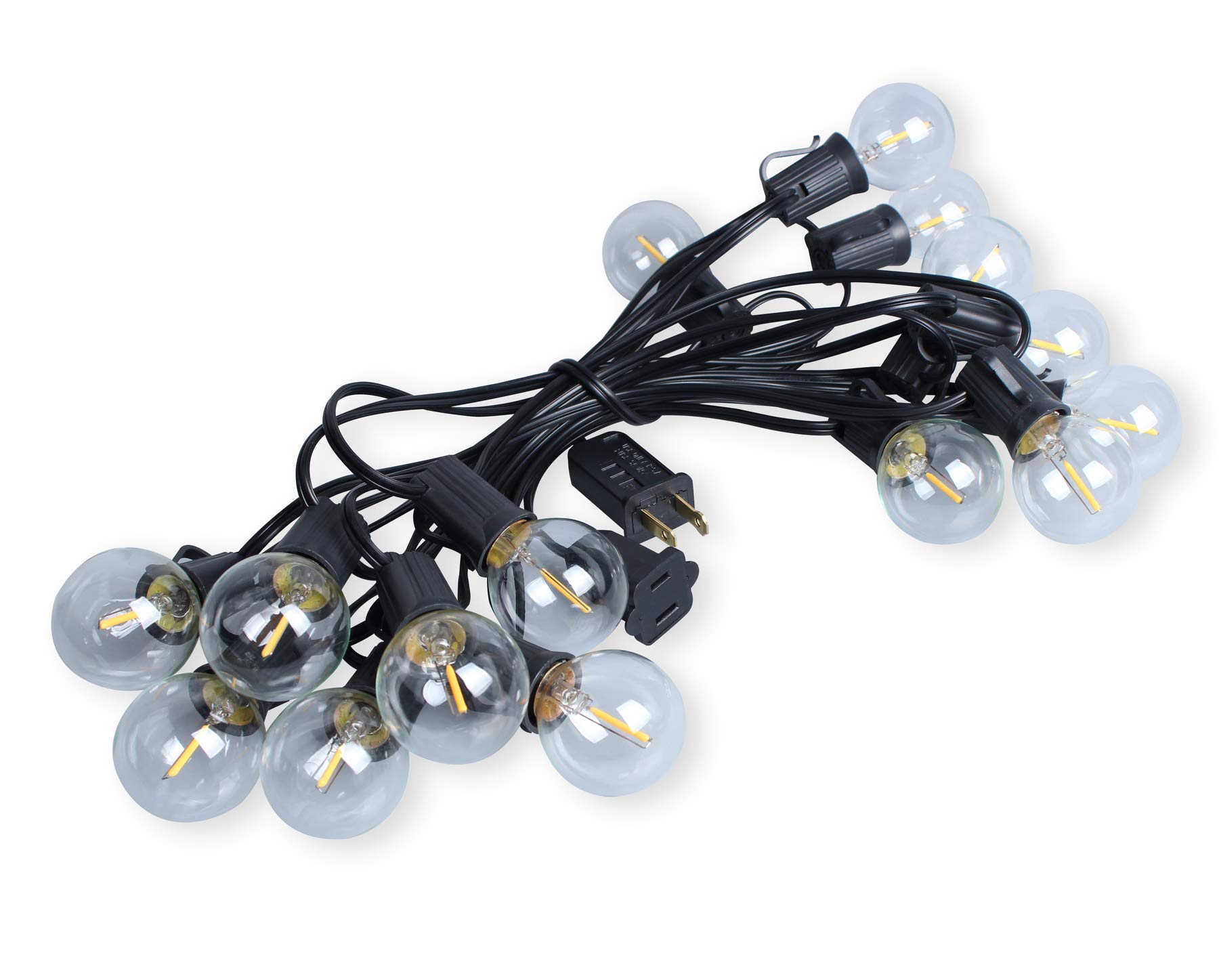 LEDPAX Technology 100Ft G40 Outdoor String Lights with 100 Shatterproof LED Clear Globe Bulbs for Patio, Garden, Backyard, Deck, Foot, Black