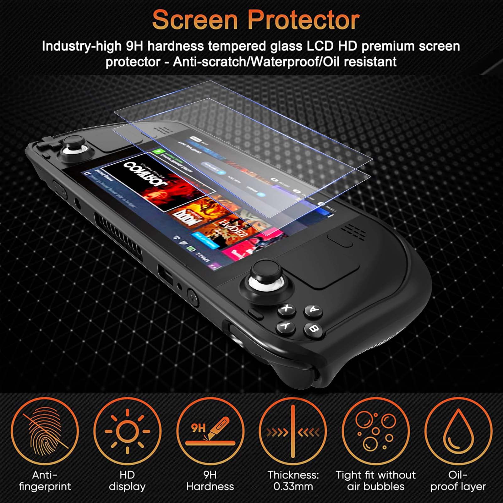 Steam Deck Case,Mensican Stream Deck TPU Protective Cover Case with 2-Pack Screen Protector, Trackpads Skins Compatible with Steam Deck,Shock-Absorption, Non-Slip and Anti-Scratch Ergonomically Design