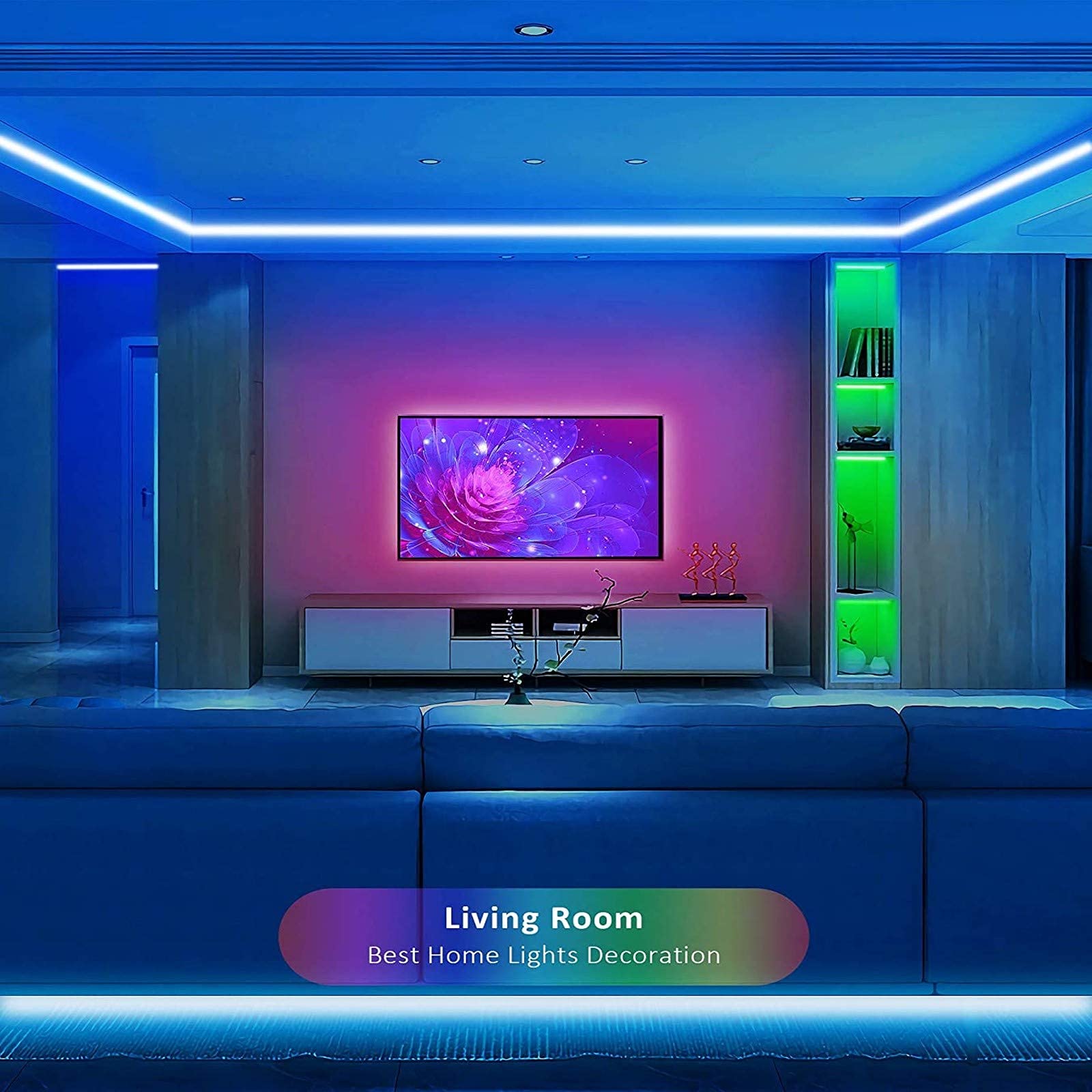 LED Lights for Bedroom Bluetooth 65.6ft,2 Rolls of 32.8ft,Miheal Smart LED Strip Lights Sync to Music Color Changing Lights 5050 RGB with APP Control,Remote for Room(White Band)