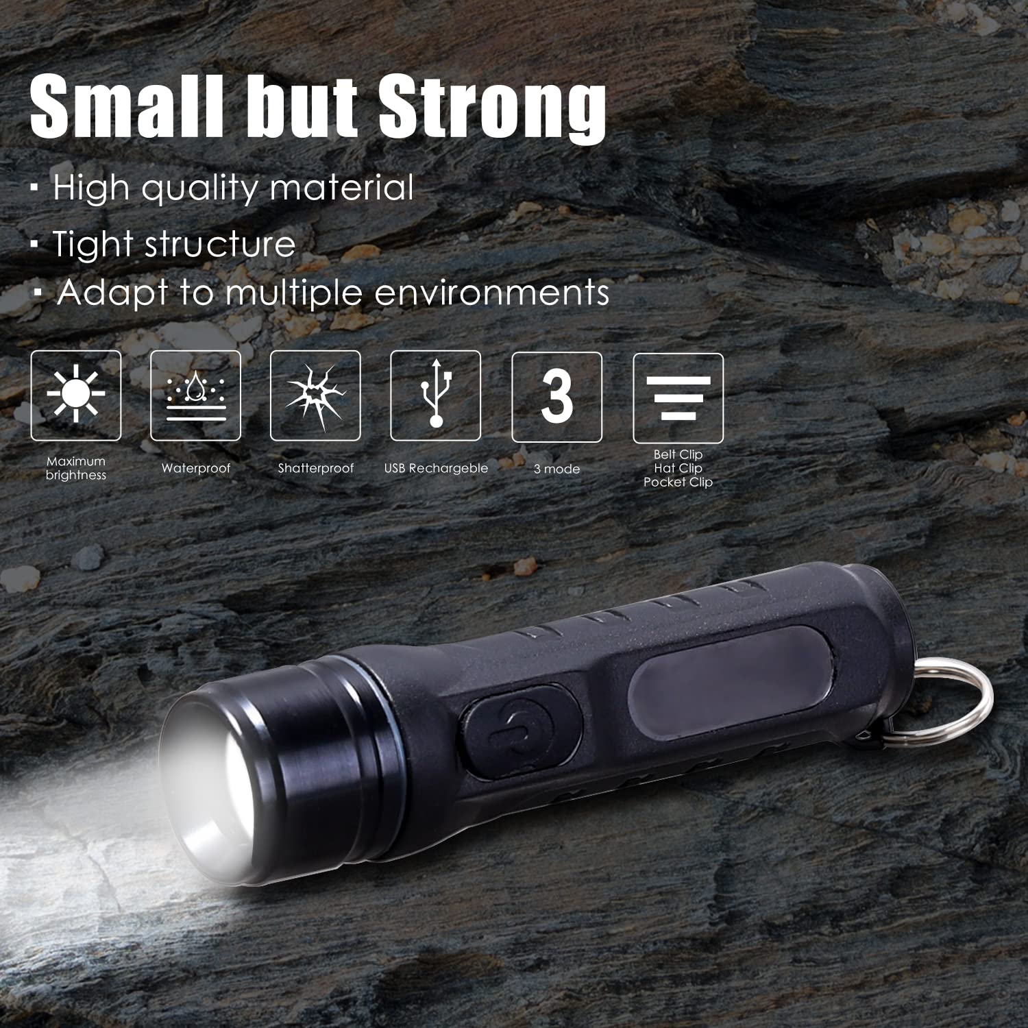 KunHe 4 Pack EDC Mini Small Pocket Keychain Flashlight USB Rechargeable 300 High Lumens Bright Powerful Bulk LED Flashlights