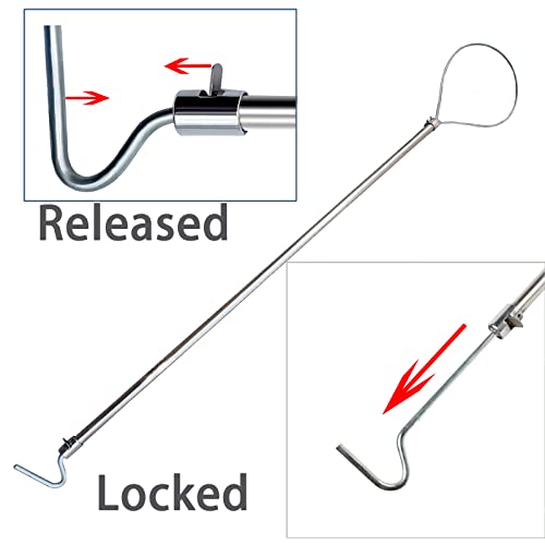 REAYEAXN 52'' Alligator Catch Pole Extra Long Control Tool Capture Noose Stainless Steel Catching and Releasing Trap for Dogs Wolves Goats Catching Game Finders