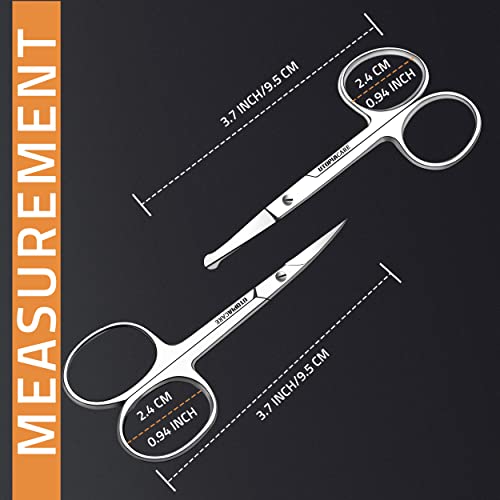 Utopia Care - Curved and Rounded Facial Hair Scissors for Men โ 4 Pack - Mustache, Nose Hair & Beard Trimming Scissors, Safety Use for Eyebrows, Eyelashes, and Ear Hair - Professional Stainless Steel