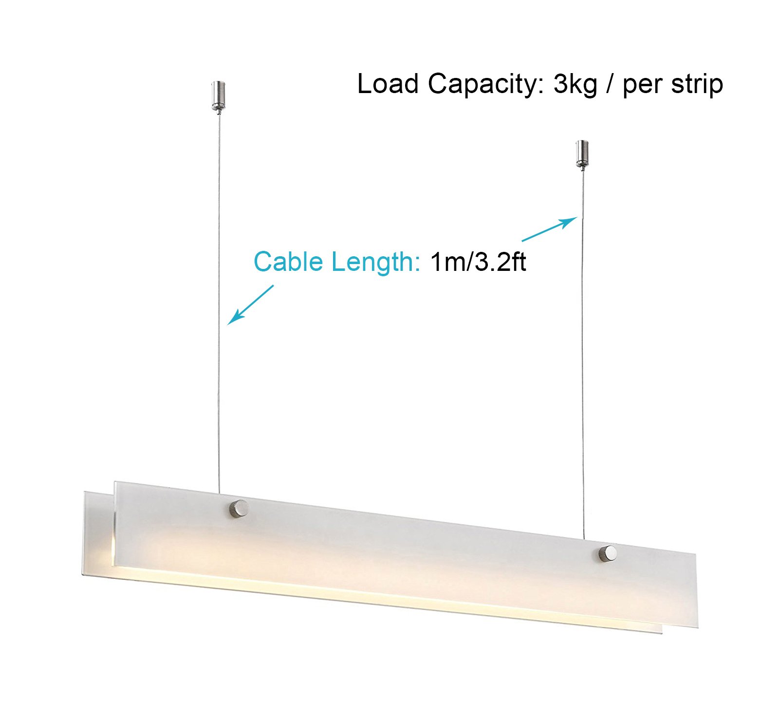 OTTFF 16 Pcs Lighting Light Suspension Cables Kit Steel Hanging Chains, Per Strip Load 6.6 Ib & 3 ft for LED Panel Light LED Shop Lights Aquarium Lights, Attachments Included