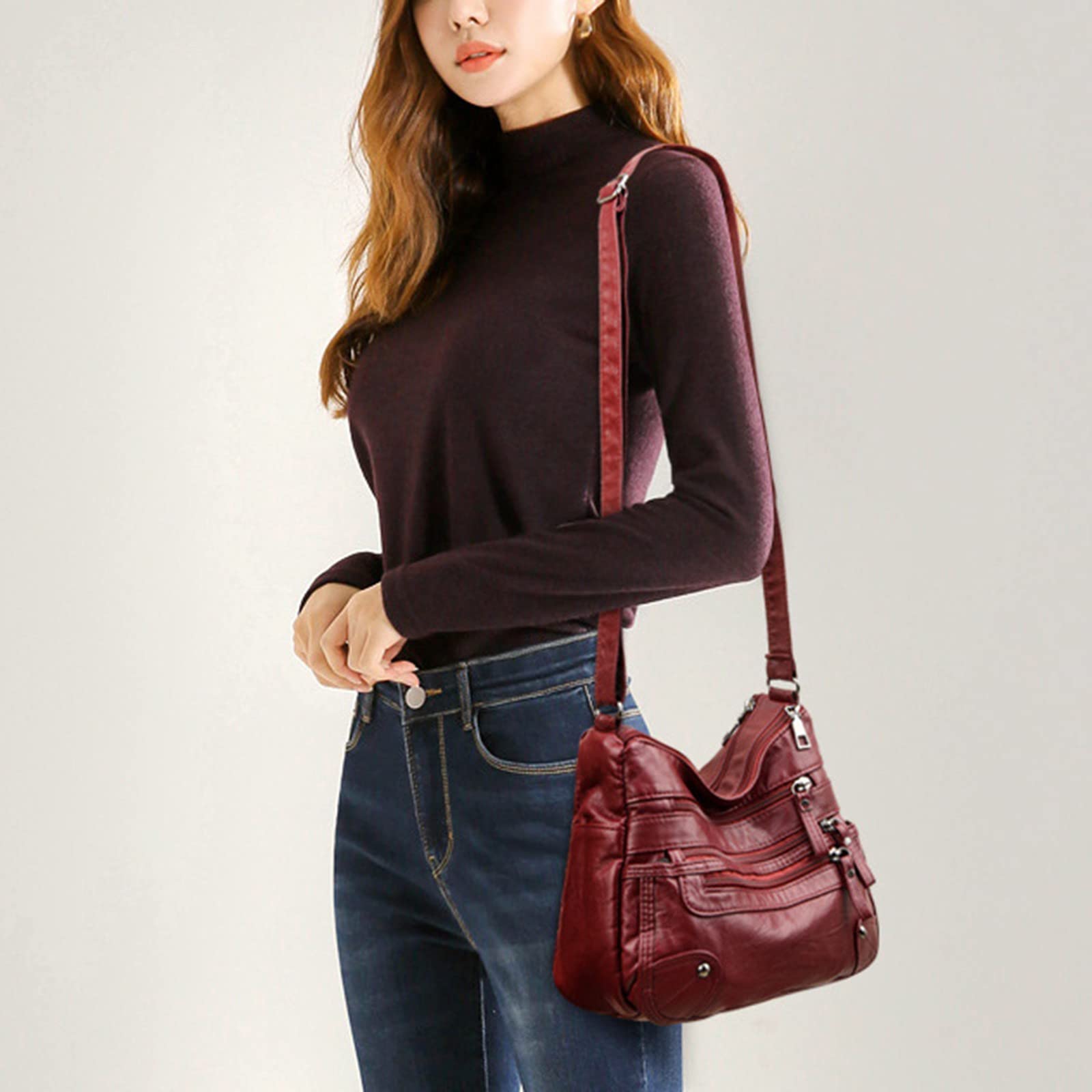 Soft Leather Hobo Handbags Designer Shoulder Tote Purses Crossbody Large Bag for Women