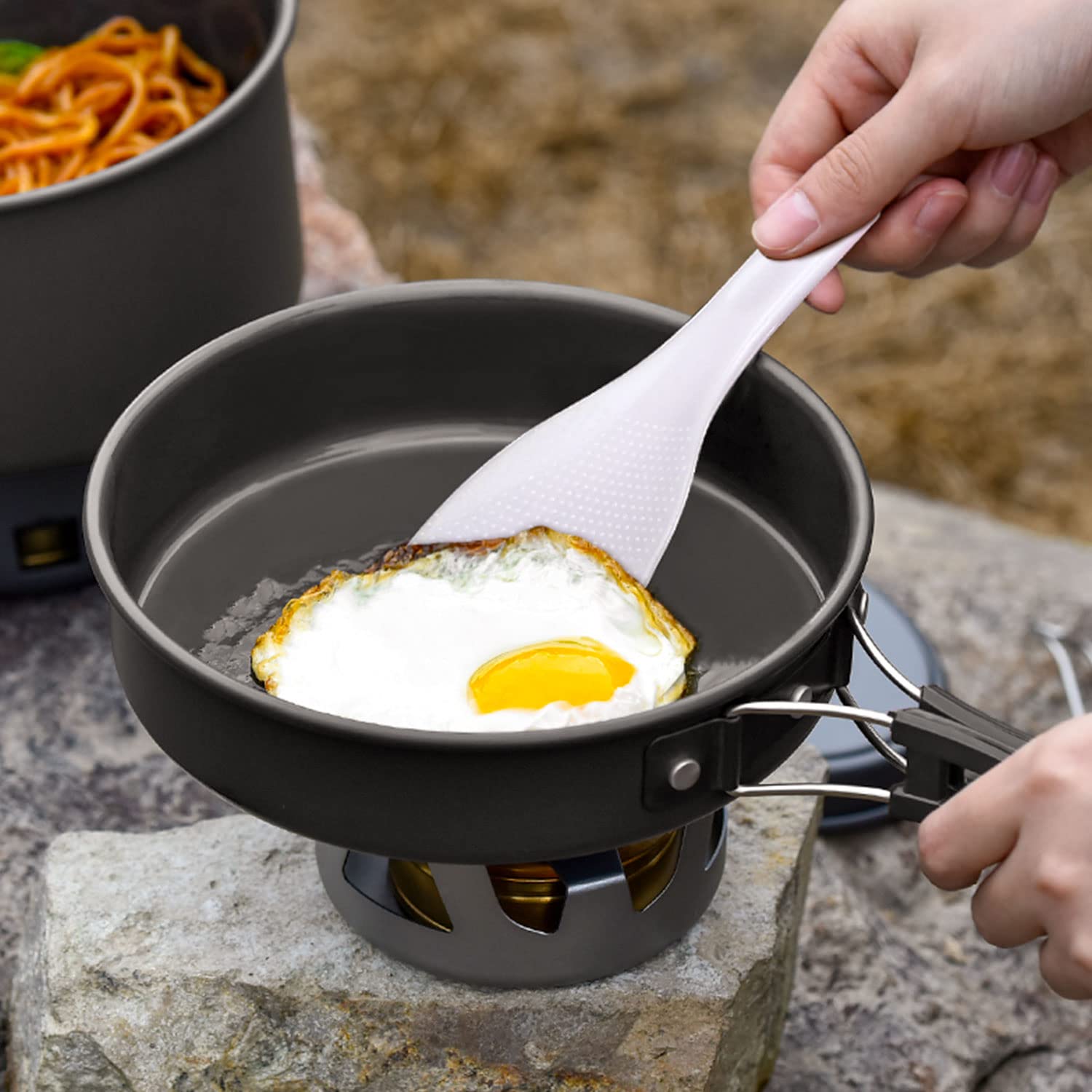 Odoland 24pcs Camping Cookware Kit, Non-Stick Lightweight Pot, Pan, Kettle Set with Plastic Cups, Portable Cookware Accessories for Outdoor Cooking, Hiking, Backpacking and Picnic