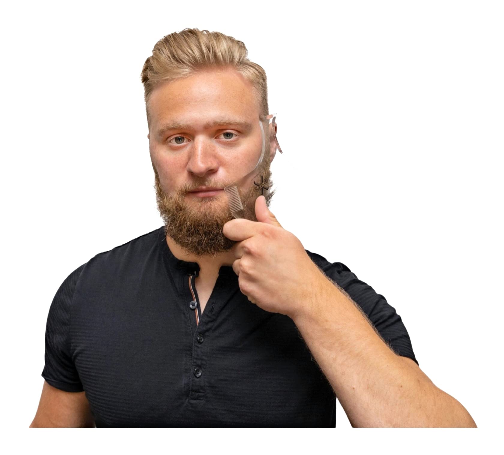 Steezee Beard Shaper For Men - 8-in-1 Transparent Shaping Tool With Comb and Edges For Perfect Lineups - Use With Razor or Trimmer To Style Facial Hair