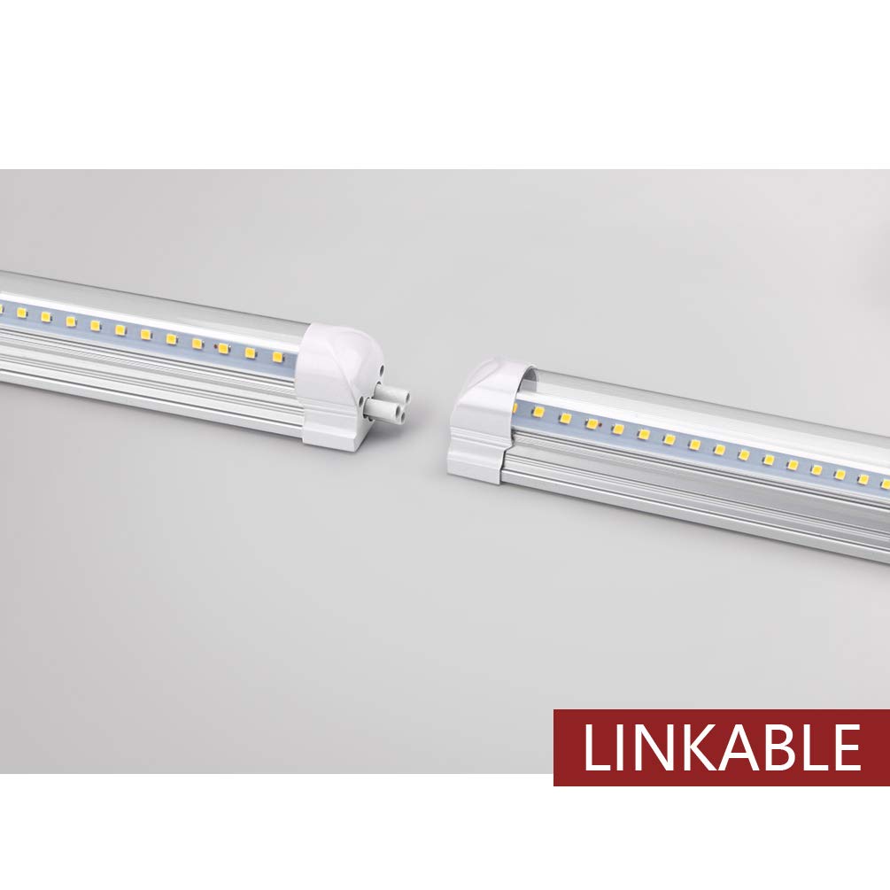 Kihung T8 LED Tube Light Fixture 8ft, 4000K Cool White, Led Strip Light for for Cooler Doors, Garage Shop Light, 75W 9750lm Led High Bay 8-Pack