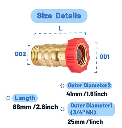 LitOrange Lead-Free Brass Inline Water Pressure Regulator 3/4" Connector - Protect RV Plumbing and Hoses from High-Pressure