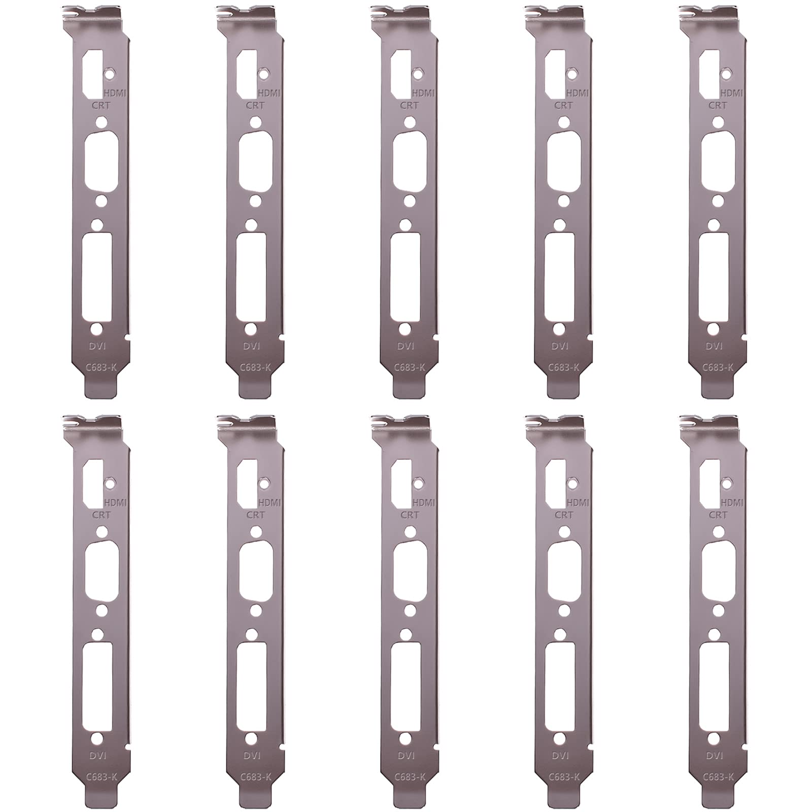 MOTZU 10 Pieces Height Hight Bracket Adapter DVI+HDMI+VGA Baffle for ATI Nvidia Video Graphics Card