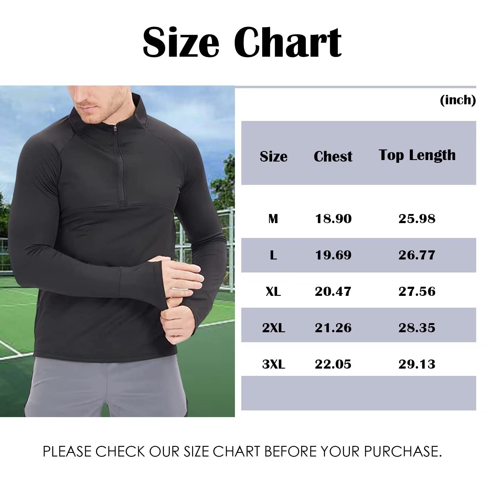 PICKLION Men's 1/4 Zip Long Sleeve Training Top Pullover Quarter Zipper Muscle Athletic Workout Bodybuilding Golf Polo Shirts Black X-Large