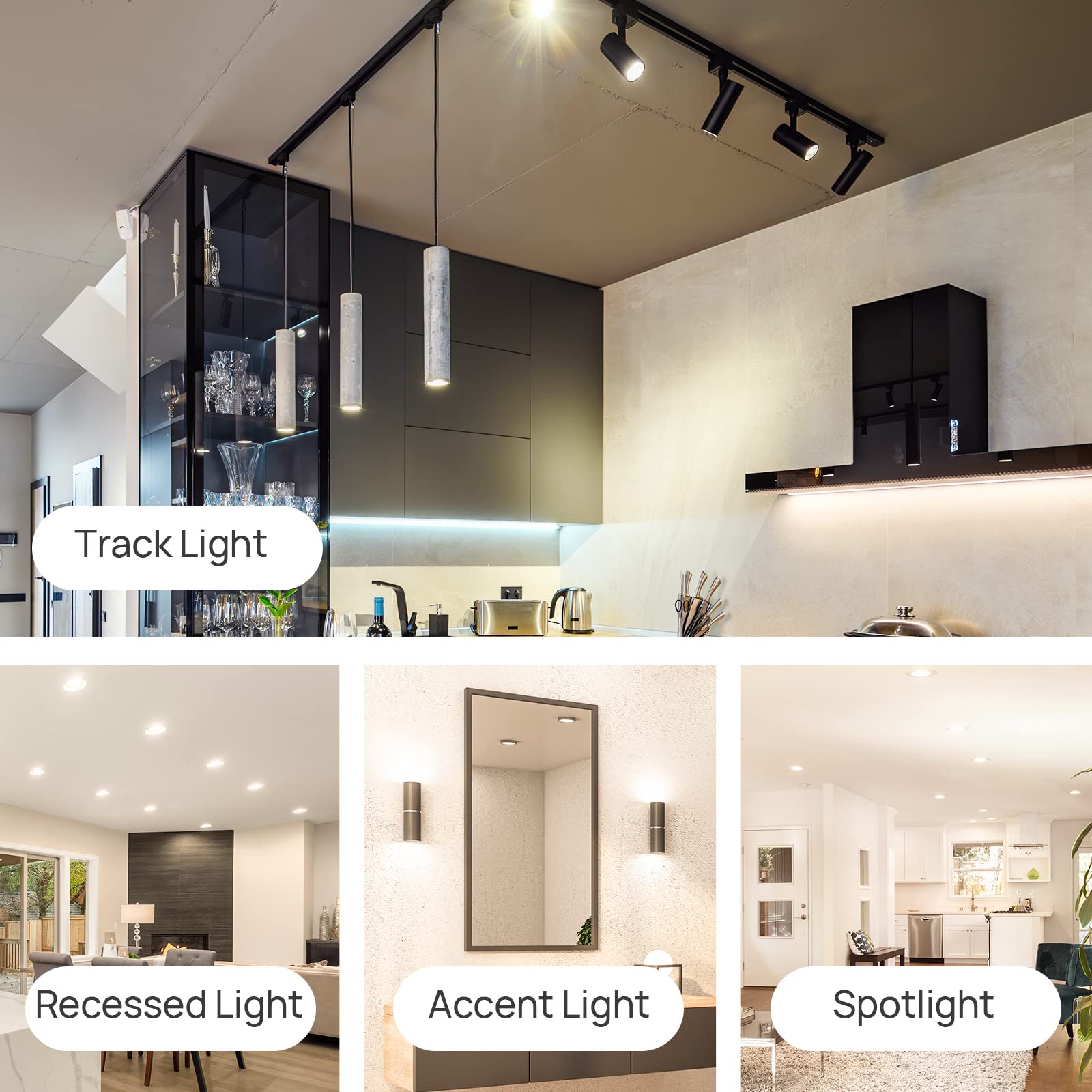 Linkind GU10 LED Bulbs, MR16 GU10 LED Bulbs Dimmable, 50W Equivalent, 530LM 3000k Soft White Track Light Bulbs, 40° Spot Light Track Light Recessed Light Spotlight, UL Listed, 5 Packs