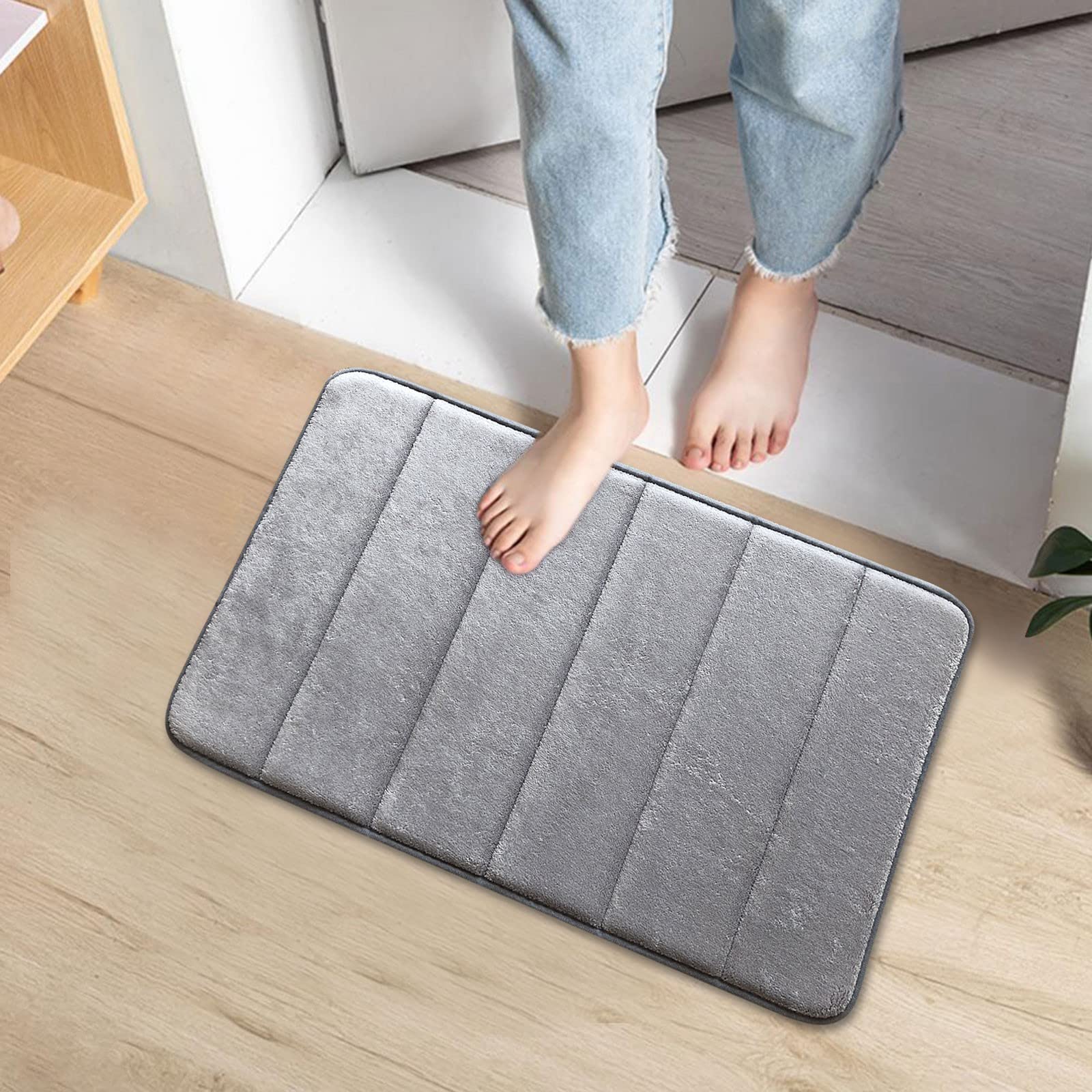 Memory Foam Bath Mats, Bathroom Rugs Memory Foam, Super Absorbent Soft Bath Mat Rug, Non Slip Waterproof Quick Dry Washable Pink Bathroom Mat Rug, Tapete para Baño, Alfombra De Baño, 17" x 24"