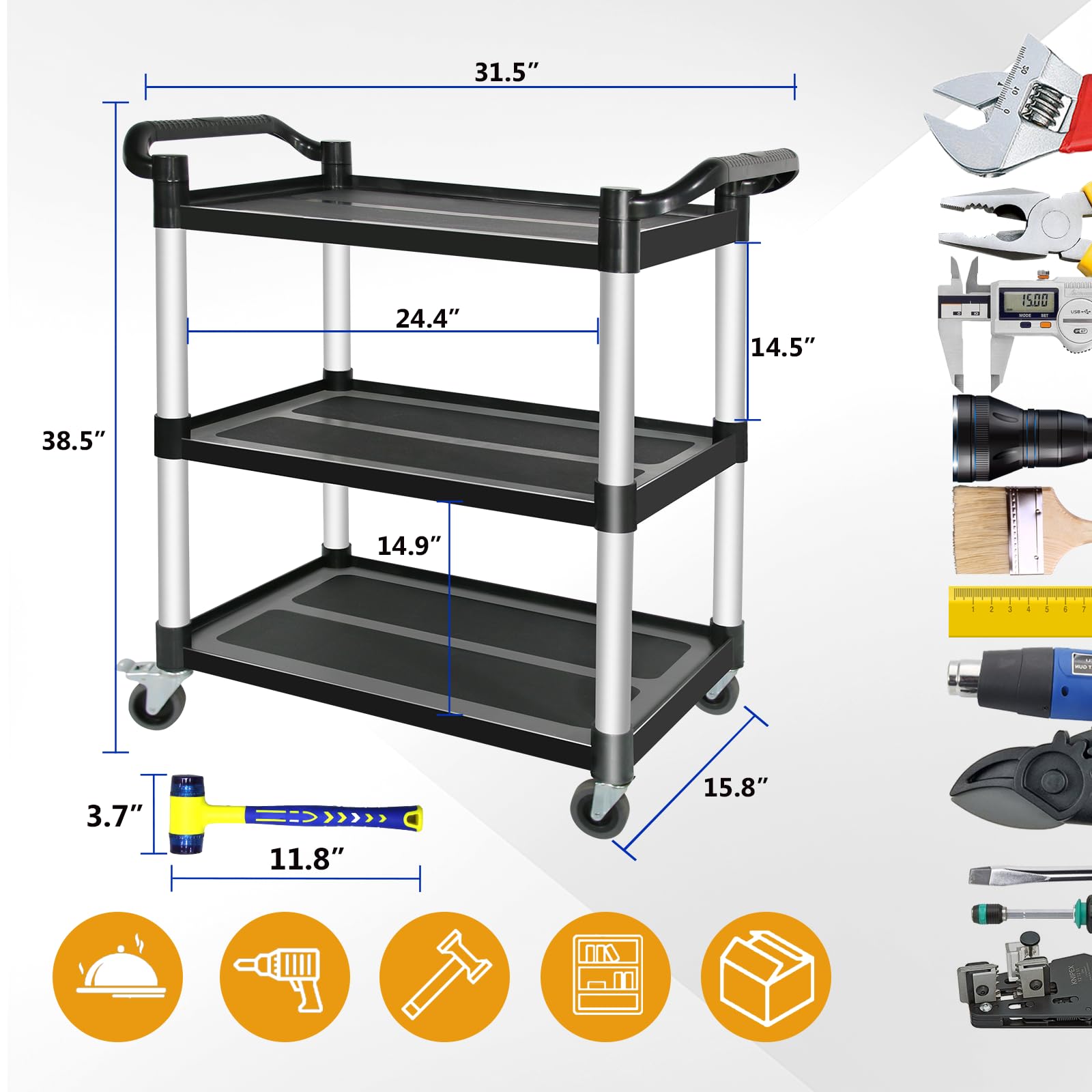 MAYNIYJK Collapsible Rolling Crate with Wheels, Foldable Utility Cart, Folding Portable Rolling Crate with Wheels, Collapsible Cart Storage Box with Telescoping Handle for Shopping Teacher Use