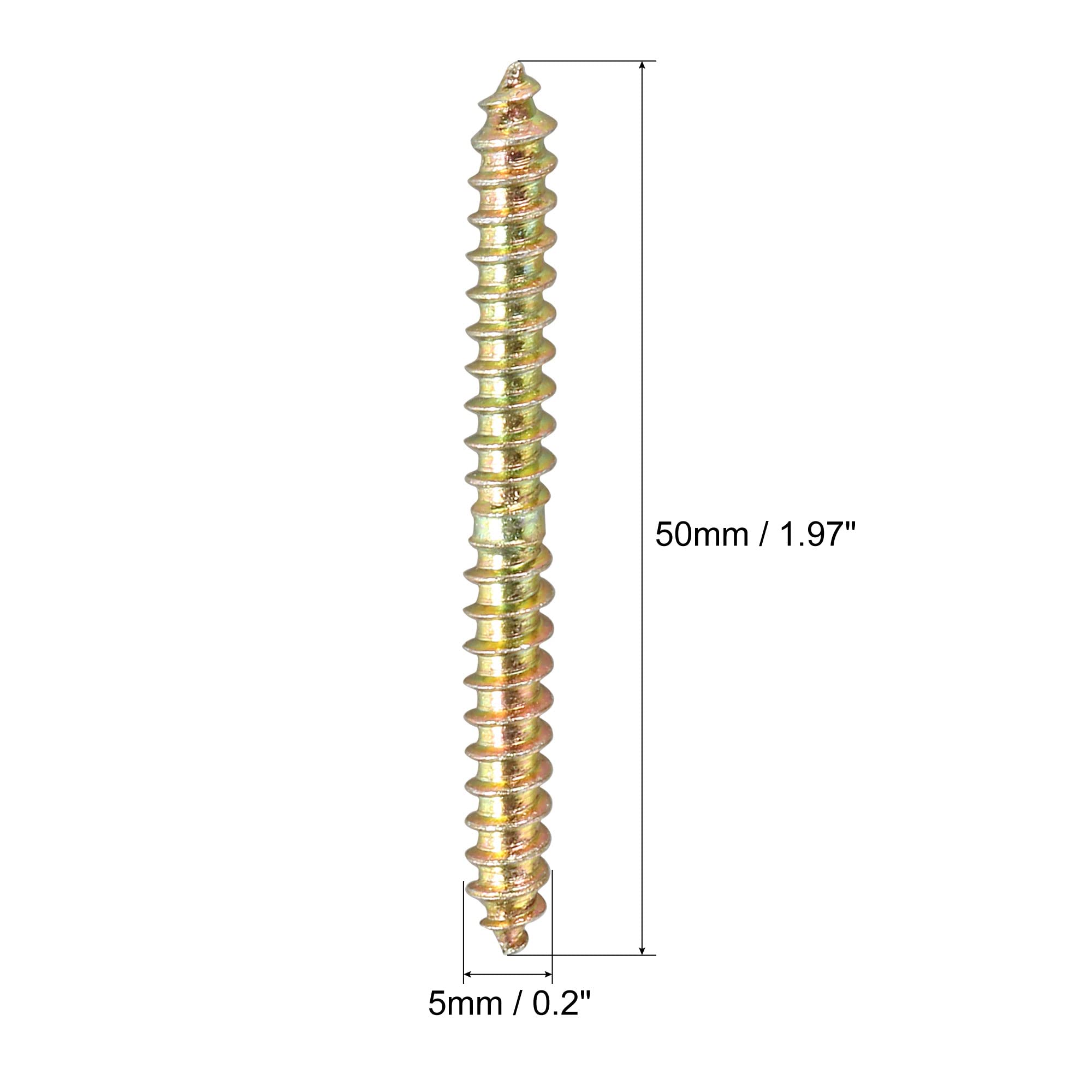 uxcell 5x50mm Hanger Bolts, 24pcs Double Ended Self-Tapping Thread Wood to Wood Dowel Screws for Wood Connecting