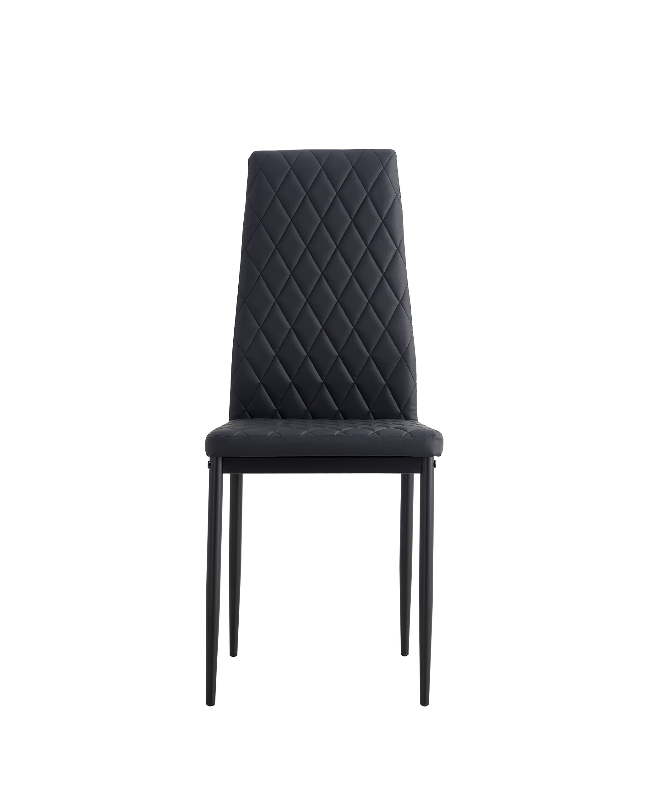 LIADTOP Set for 6, PU Leather Set of 6 Living, Modern Upholstered Side Chairs with Stable Metal Legs,for Dining Room, Kitchen, Restaurant,Black, OneSize
