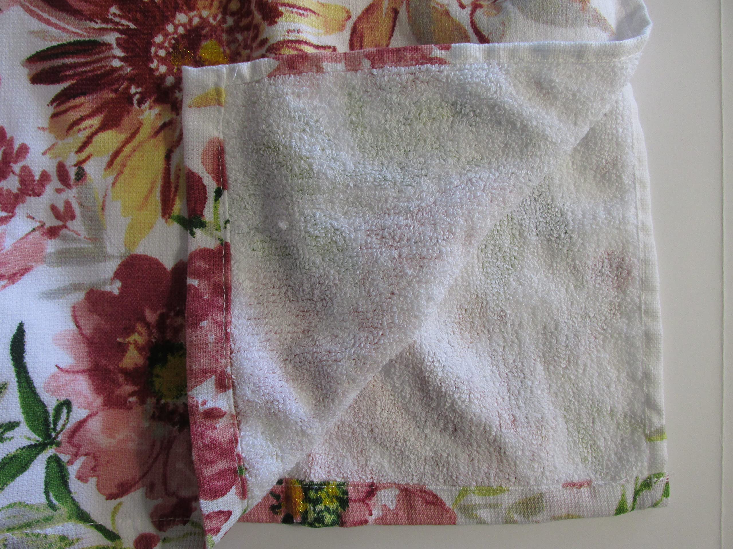 Pink & Gold Sunflowers Crochet Top Double Layer Fall Hanging Towel - Blush Cotton Crochet Top