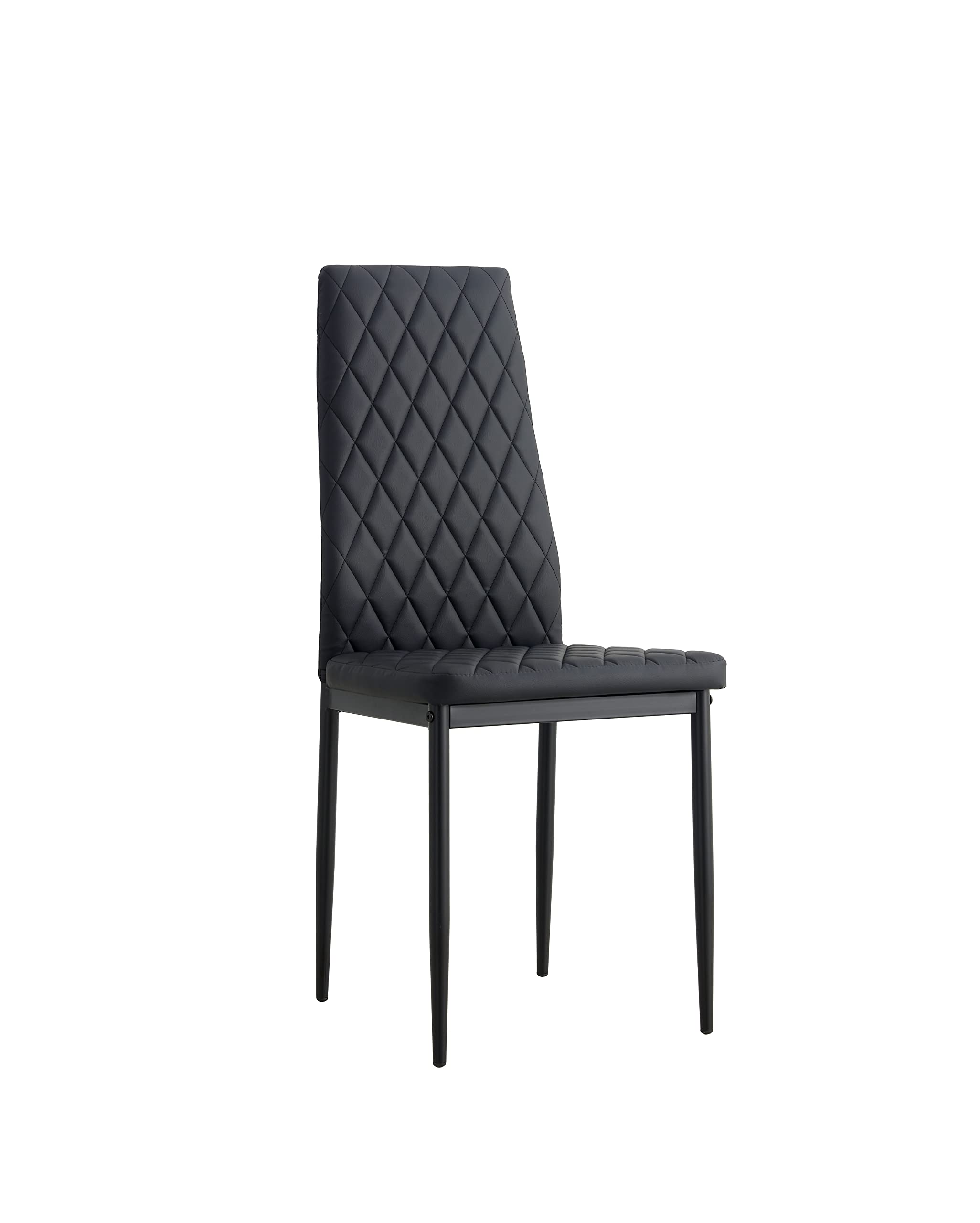 LIADTOP Set for 4, PU Leather Set of 4 Living, Modern Upholstered Side Chairs with Stable Metal Legs,for Dining Room, Kitchen, Restaurant,Black