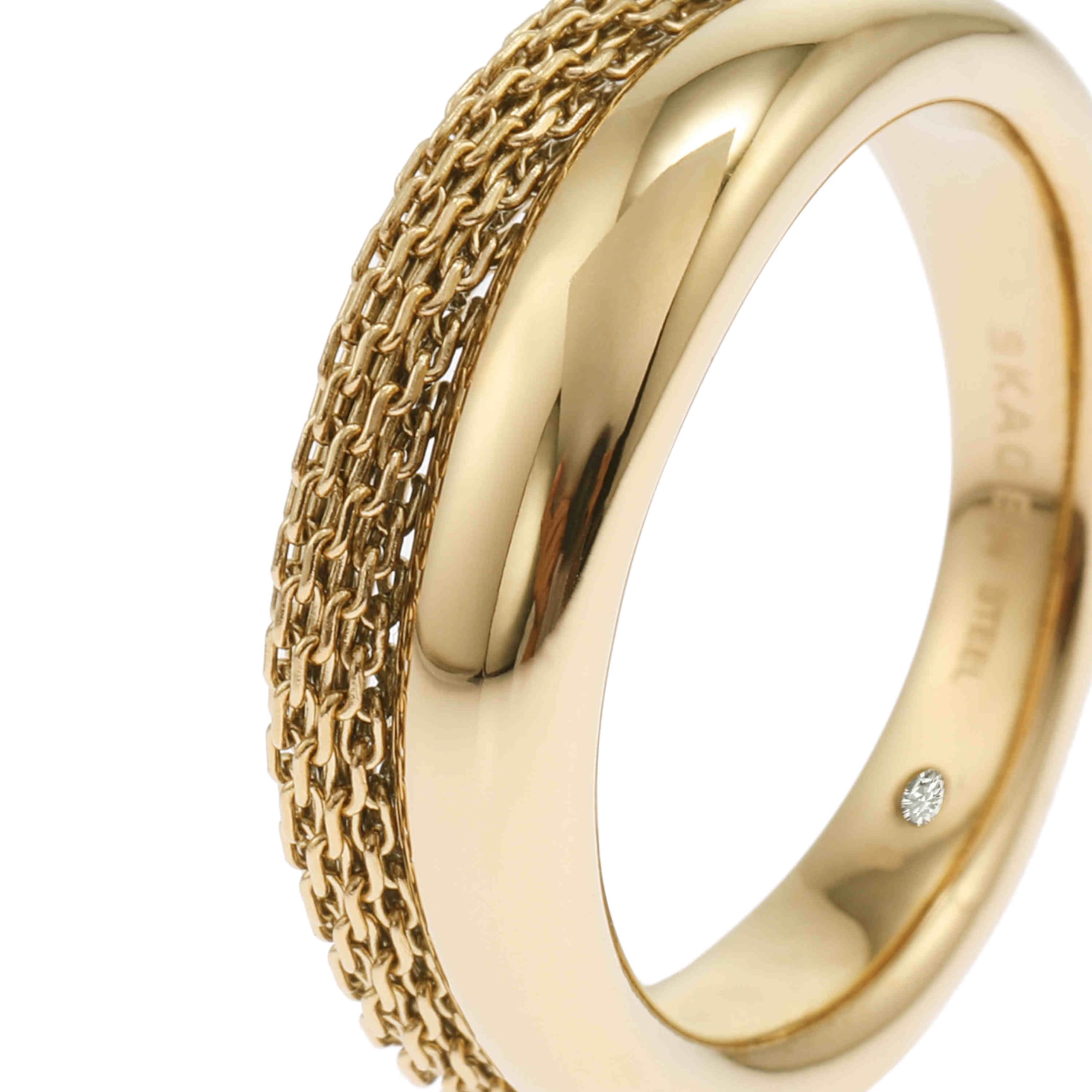 Skagen Women's Gold Tone Ring with Crystal Accents, 8
