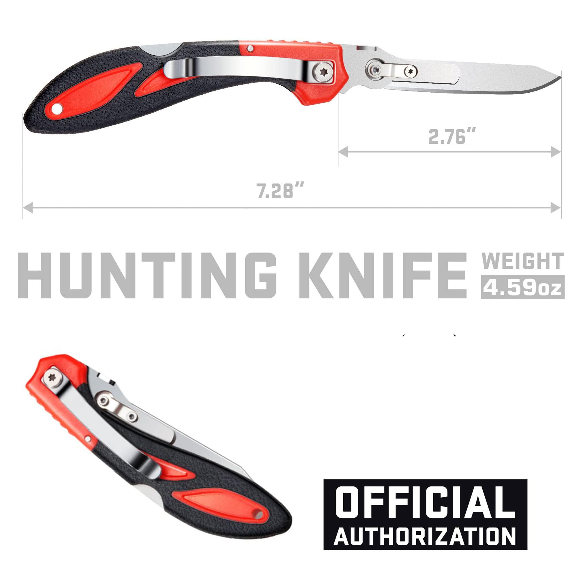 Lancergear Hunting Knife Skinning Knife Pocket Foldable with 15 Extra Replaceable Sharp Blades, Safe and Fast Disassembly in 1 Second with Single Hand