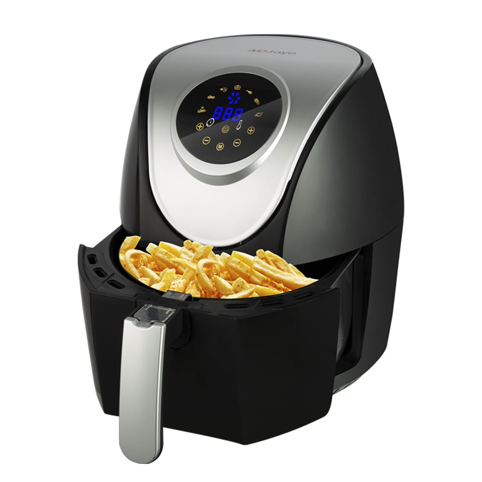 Mdjayo 4.4qt Air Fryer, Compact Oil Free Cooker, Smart Deep Airfryer Oven, 7-In-1 Digital LCD Touch Screen, Double Detachable & Dishwasher Safe Basket, Best Kitchen Accessories, Black
