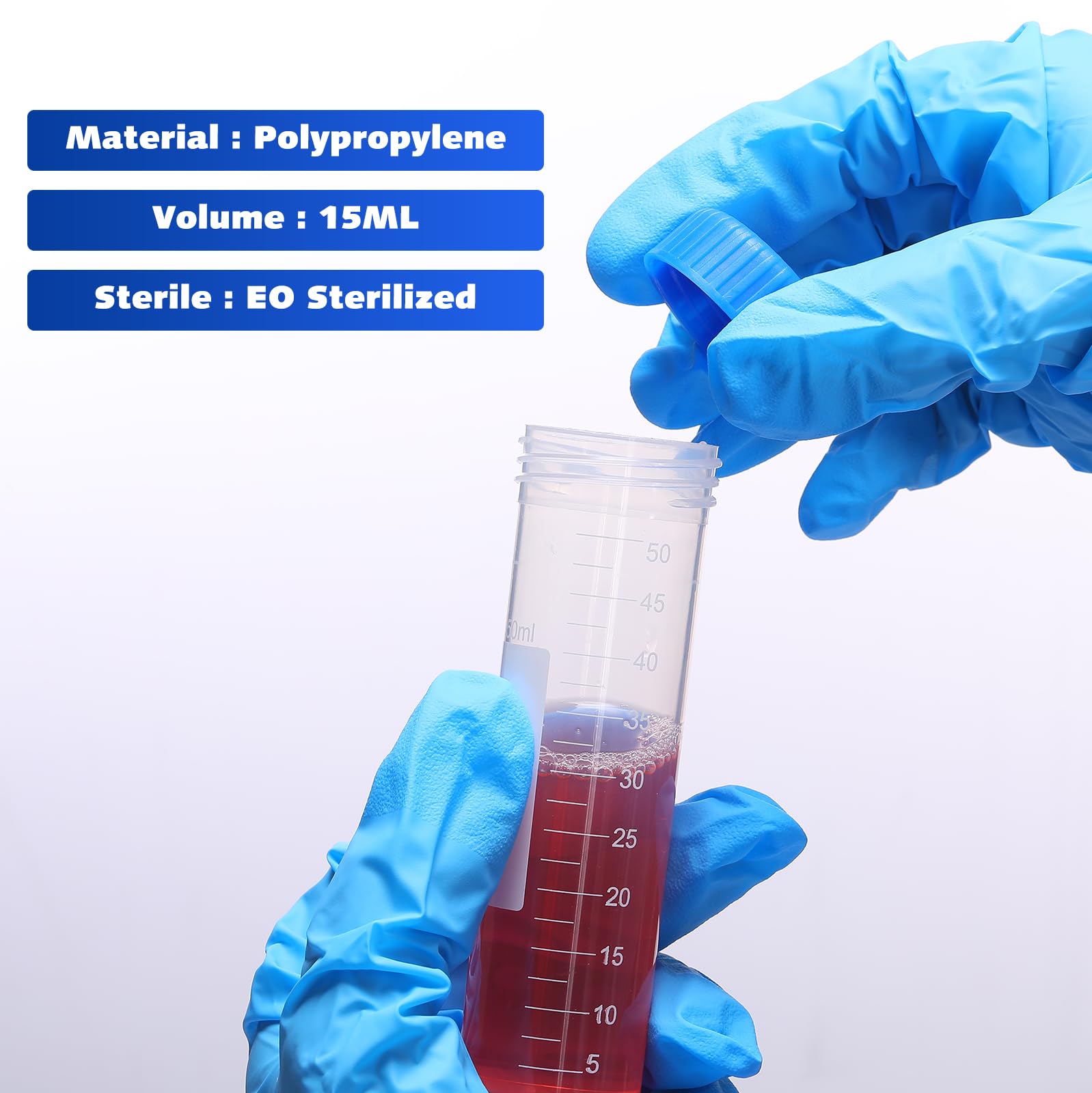 Xuhal 200 Counts 50ml Centrifuge Tubes with Screw Cap Self Standing Plastic Test Tubes with Lids Polypropylene Lab Tubes, Skirted Conical Bottom, Graduated Marks for Science Experiments Seeds Spices