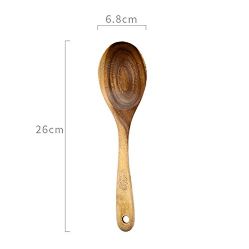 MEGIMA Spoons, Large Wooden Spoon Set, Big Salad Serving Spoon Fork Natural Wood Tablespoon Long Handled Cooking Spoon, Kitchen Utensils