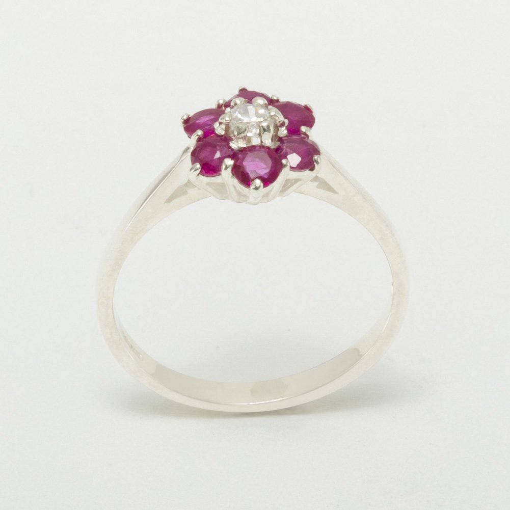 LetsBuyGold 925 Sterling Silver Cubic Zirconia & Ruby Womens Cluster Band Ring - Size 11.75