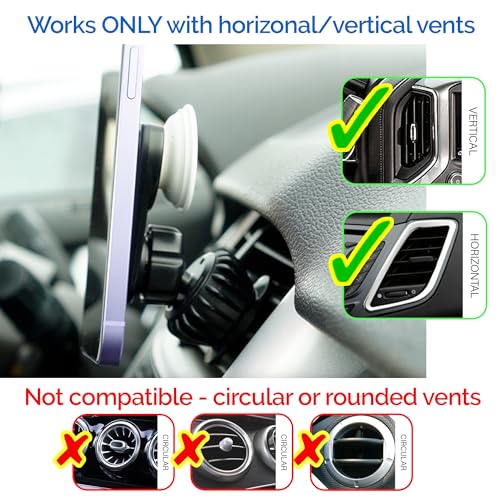 UMount Magnetic Car Socket Mount Works with PopSockets for AC Vent Clip, Mount for Pop Mount, Car Phone Holder for Pop Grip, 360 Rotation Ultra Stability