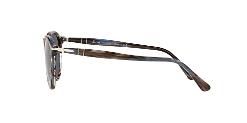 Persol PO3286S Round Sunglasses, Striped Blue/Dark Grey, 49 mm