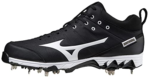 Mizuno unisex adult 9-spike Ambition 2 Mid 9 Spike Men's Metal Baseball Cleat 11, Black-white (9000), 11 US