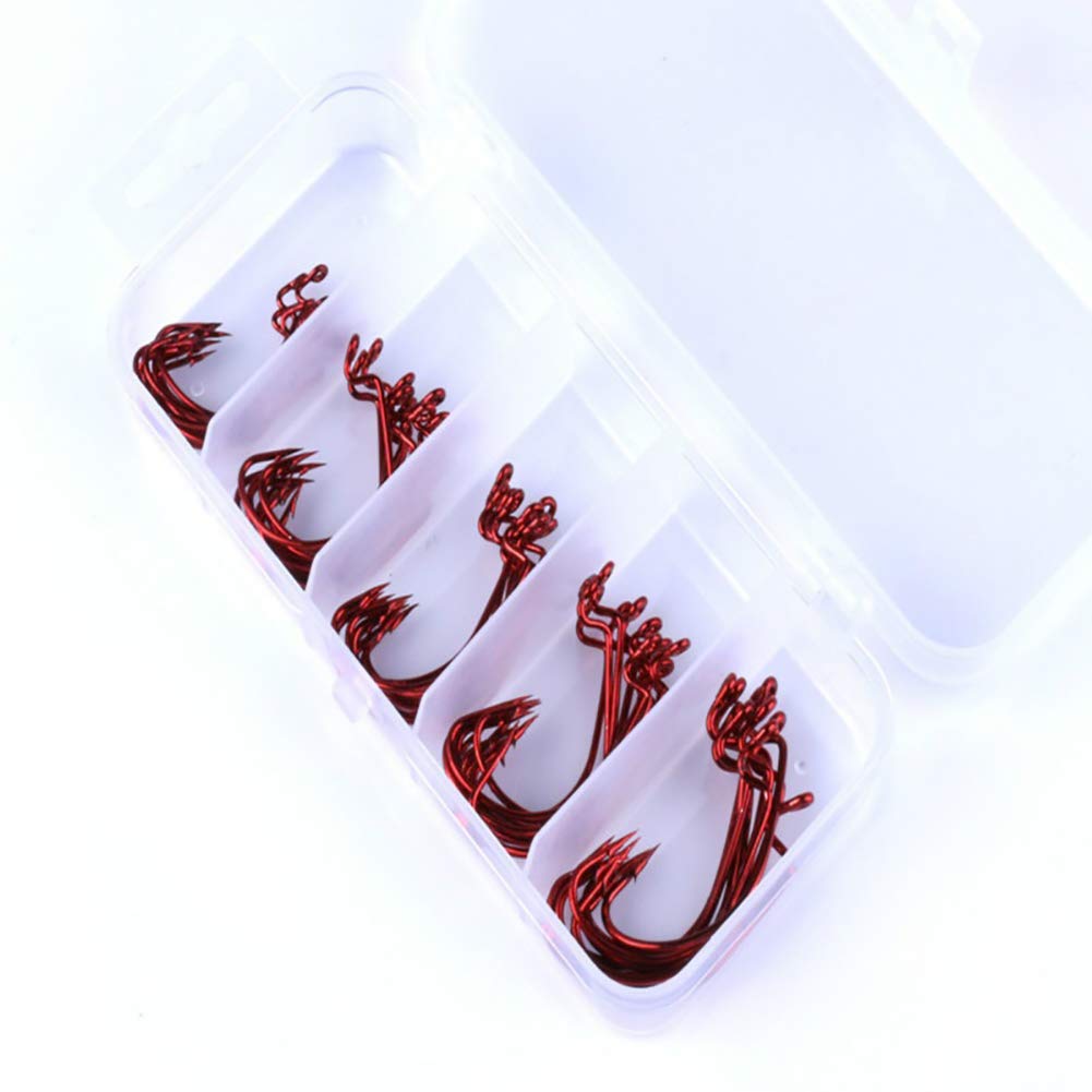 mogen886 50Pcs Durable Carbon Steel J-Shaped Barb Jig Hooks Fishhooks Fishing Tools for Outdoor Multi