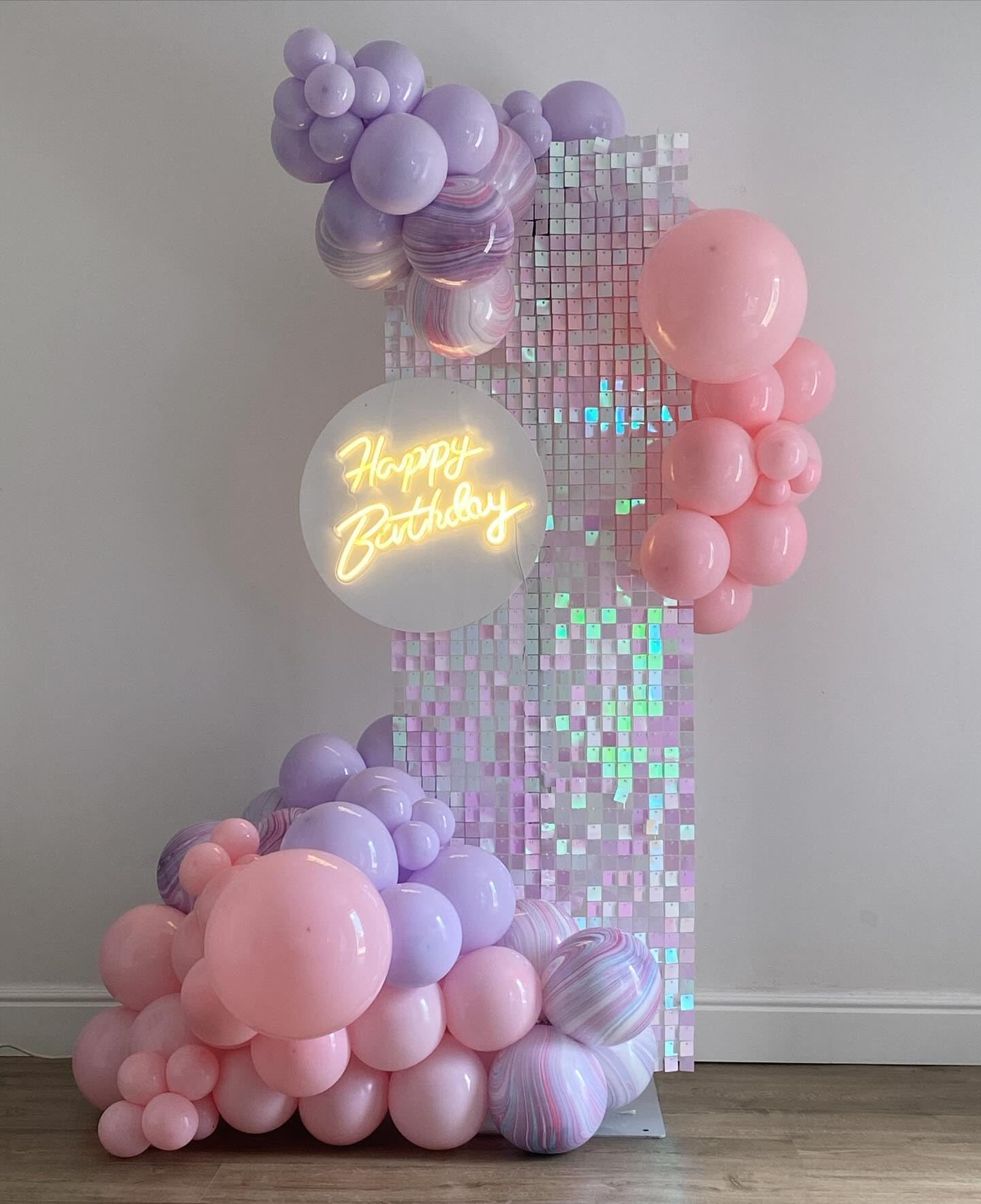 Shimmer Wall Backdrop Iridescent Pink Square Sequin Wall Panel Backdrop Decor for Wedding, Anniversary, Birthday, Party, 12 Panels