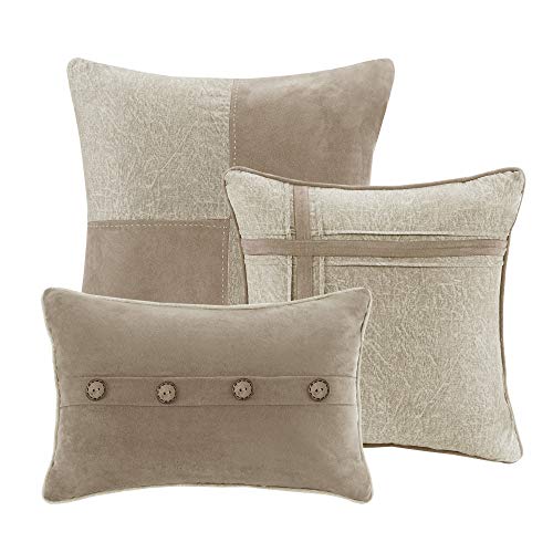 Madison Park Boone Cozy Comforter Set, Faux Suede, Deluxe Hotel Styling All Season Down Alternative Bedding Matching Shams, Decorative Pillow, King (104 in x 92 in), Rustic Tan 7 Piece