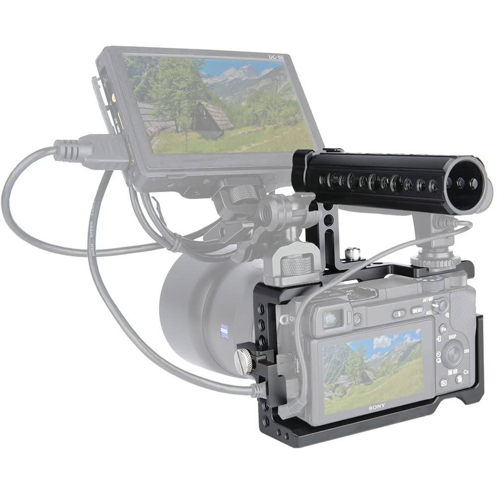 NICEYRIG Camera Cage Kit for Sony A6400/ A6100/ A6300/ A6000, with Cheese Top Handle Cable Lock Clamp
