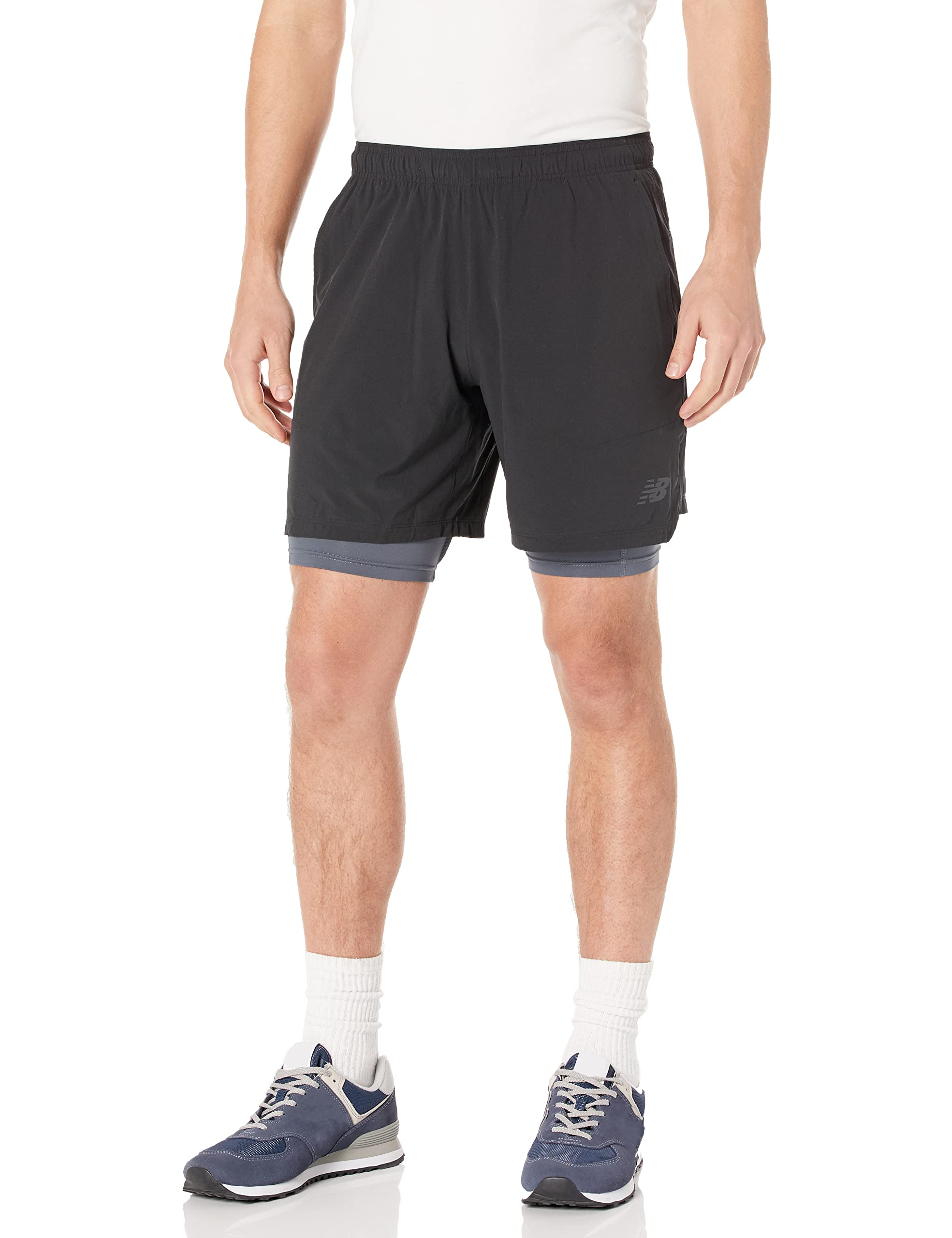 New Balance Men's R.W.T. 7 Inch 2 in 1 Short, Black, Medium