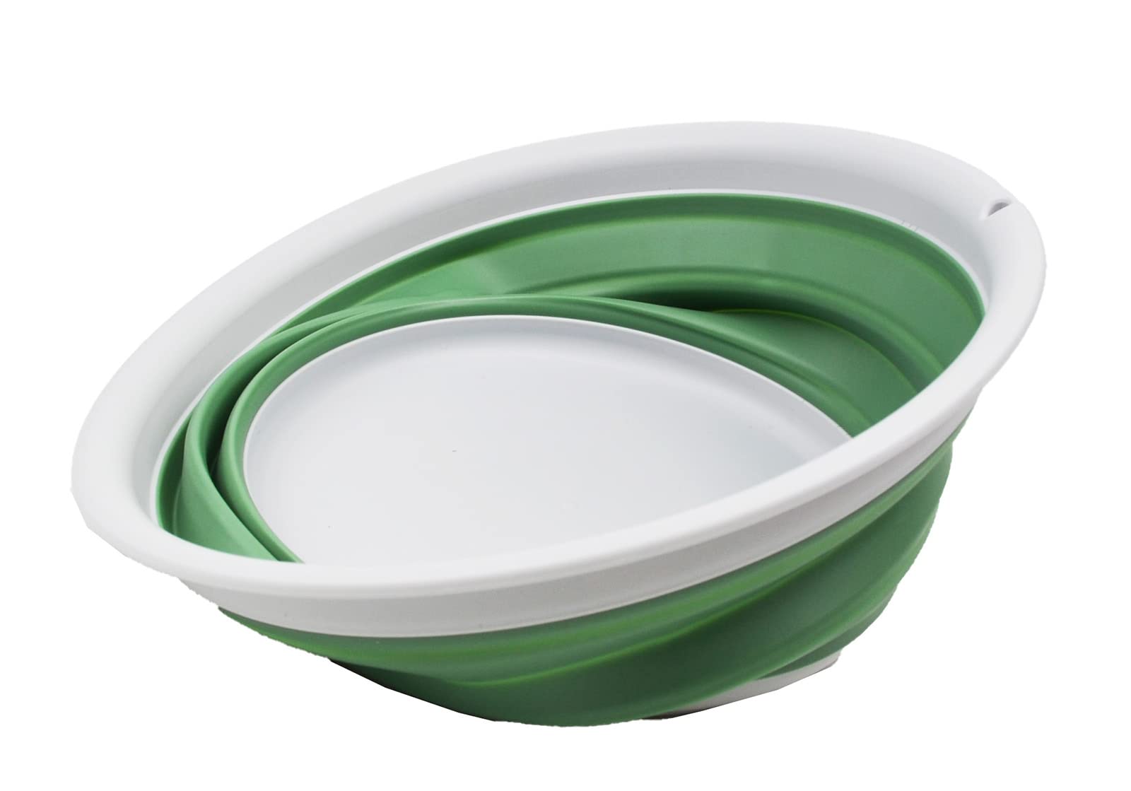 SAMMART 5.5L Set of 2 Collapsible Tub - Foldable Dish Tub - Portable Washing Basin - Space Saving Plastic Washtub (Grey + Dark Sea Green)
