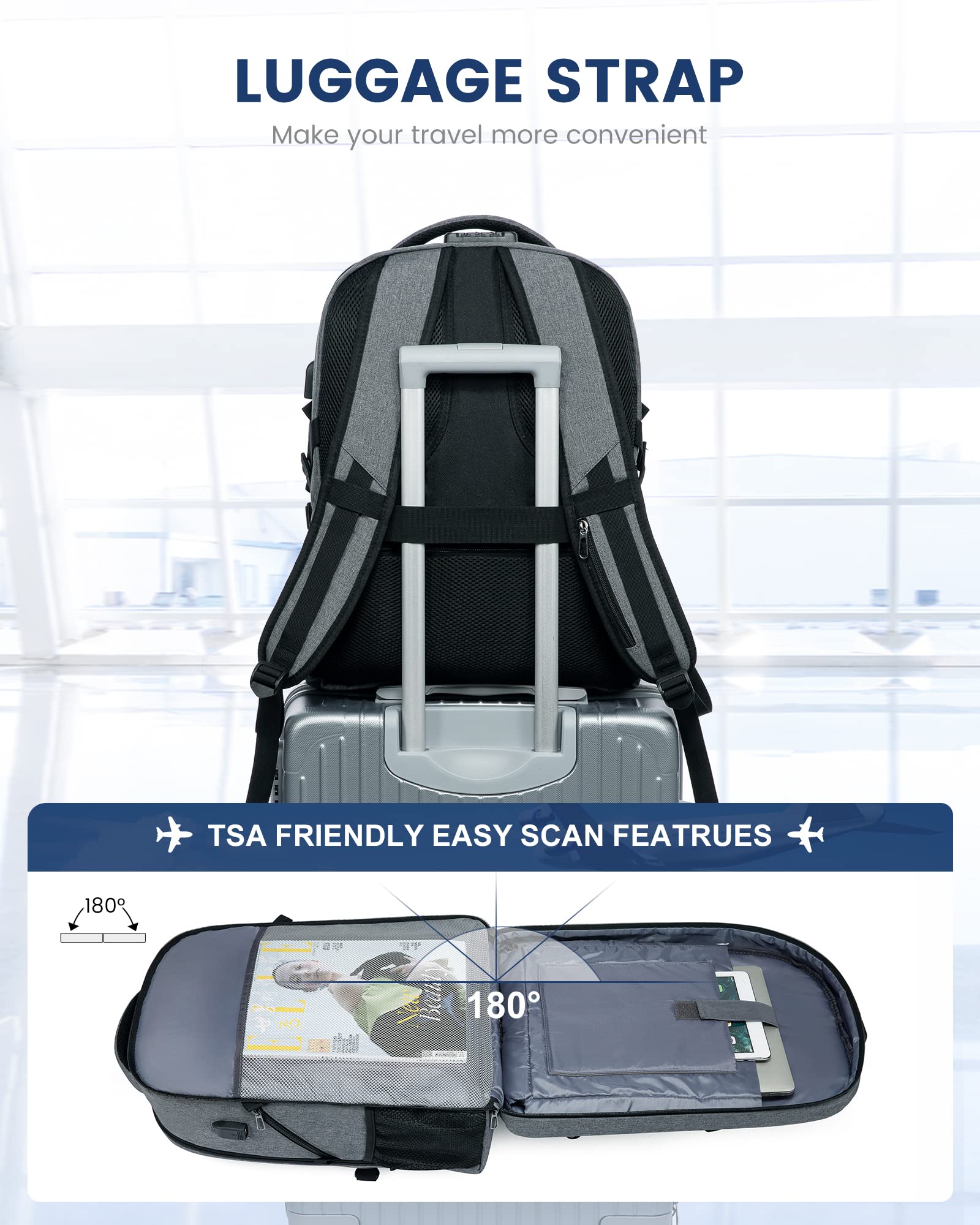 LOVEVOOK Travel Laptop Backpack Waterproof Anti Theft Backpack with Lock and USB Charging Port Large Computer Business Backpack for Men College Backpack (17 inch,DarkGrey