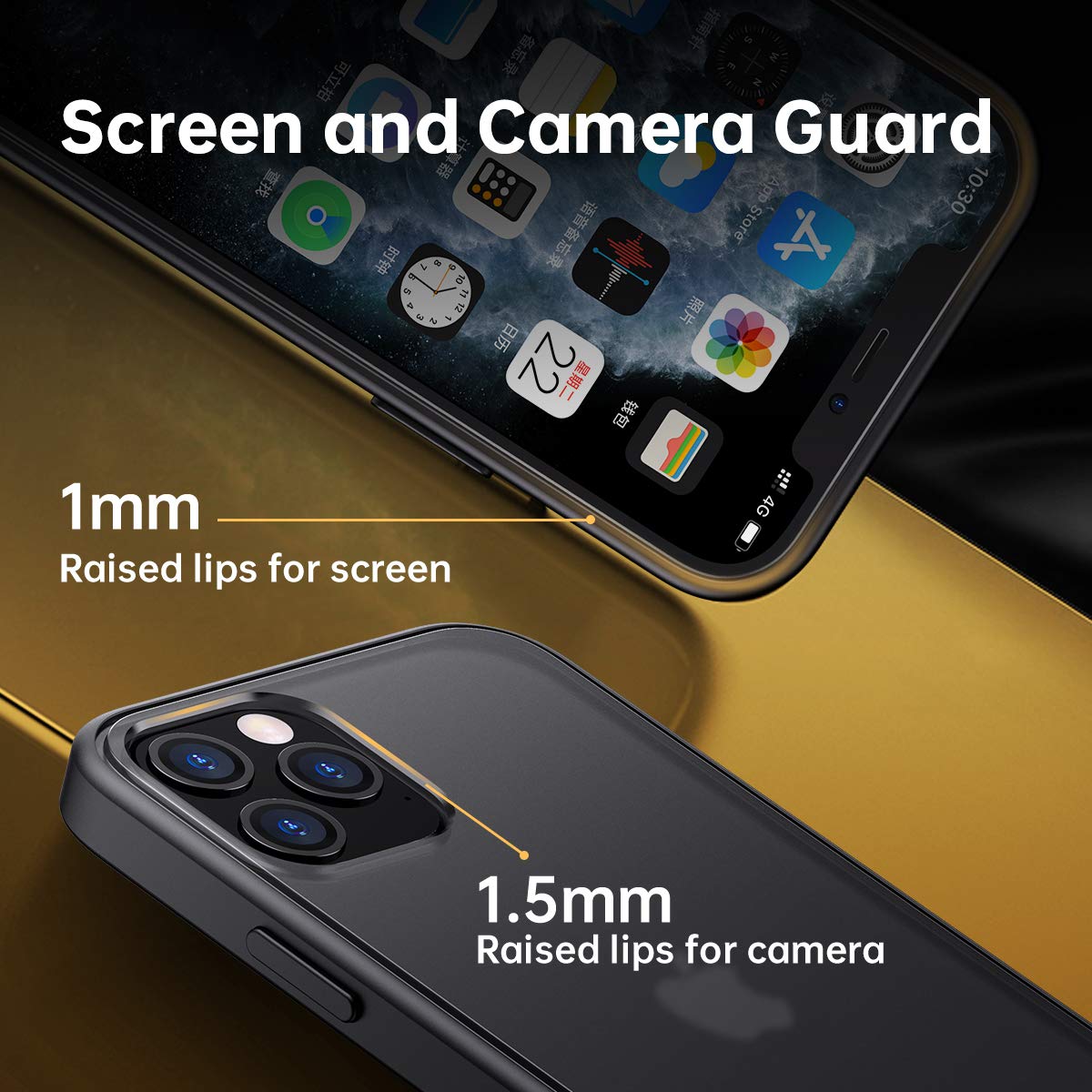 Meifigno Compatible with iPhone 12/12 Pro Case, [Military Grade Drop Tested], Translucent Matte PC with Soft Edges, Shockproof Phone Case Designed for iPhone 12/12 Pro 6.1inch (2020), Black