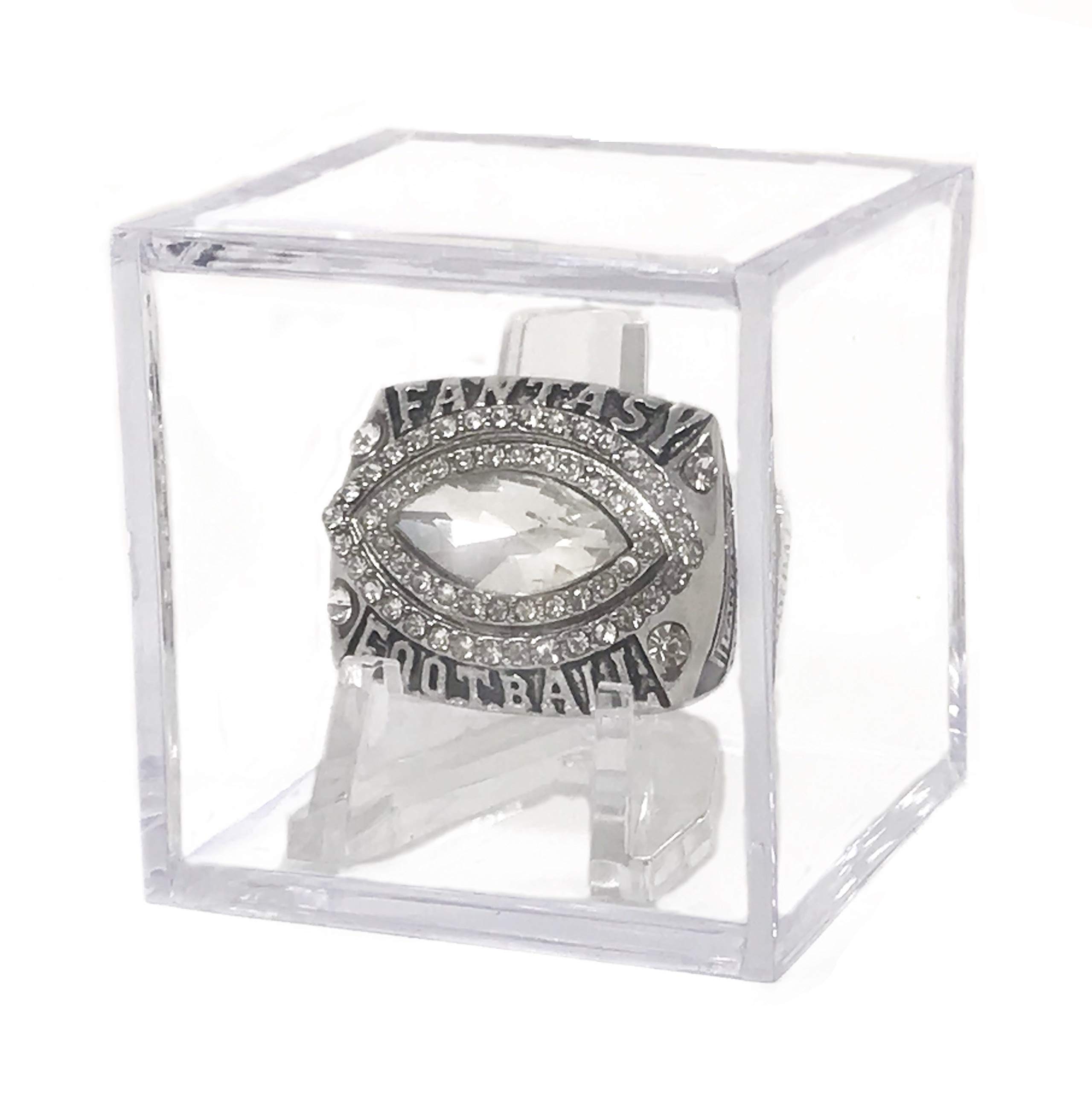 Legacy Rings Fantasy Football Championship Ring Silver Plated Award for League Winner 2017, 2018, 2019, with Display Case (2020)