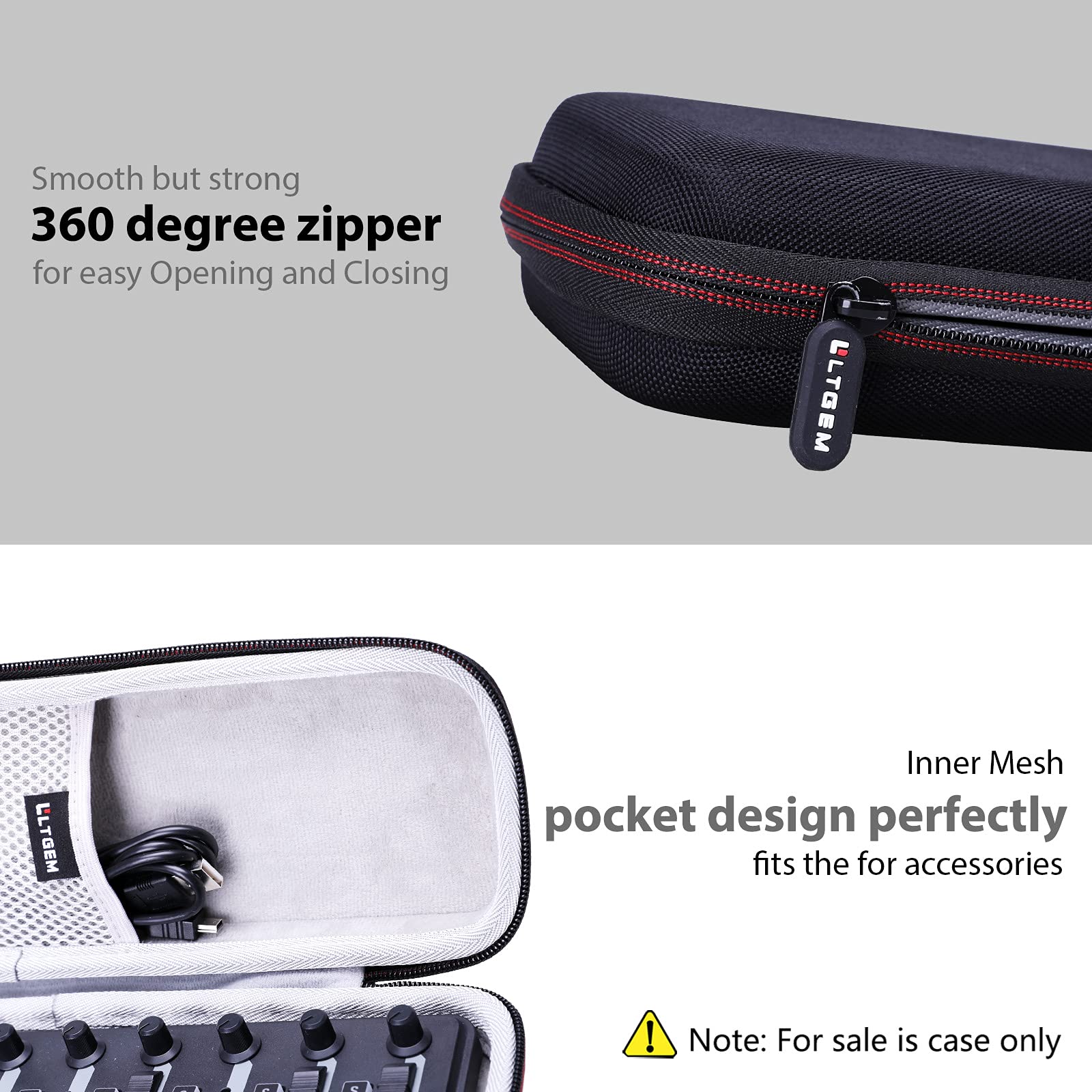 LTGEM Hard Case for Korg nanoPAD2 Slim-Line USB MIDI Pads/Korg nanoKONTROL2 Slim-Line USB Control Surface/Korg 25-Key Midi Controller