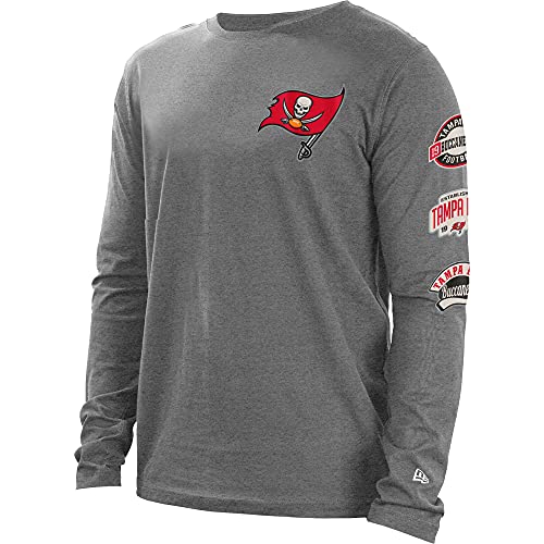 New Era Men's Heathered Gray Tampa Bay Buccaneers Hype 2-Hit Long Sleeve T-Shirt