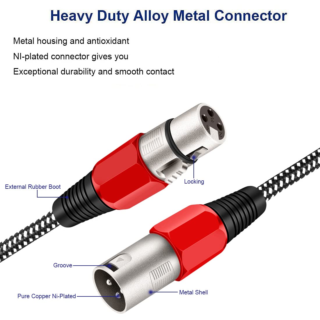 KINXIYU XLR Cable 6 FT/4 Pack, Microphone Cable 3 Pin Nylong Braided Balanced XLR Male to XLR Female Heavy Duty Mic Patch Cords