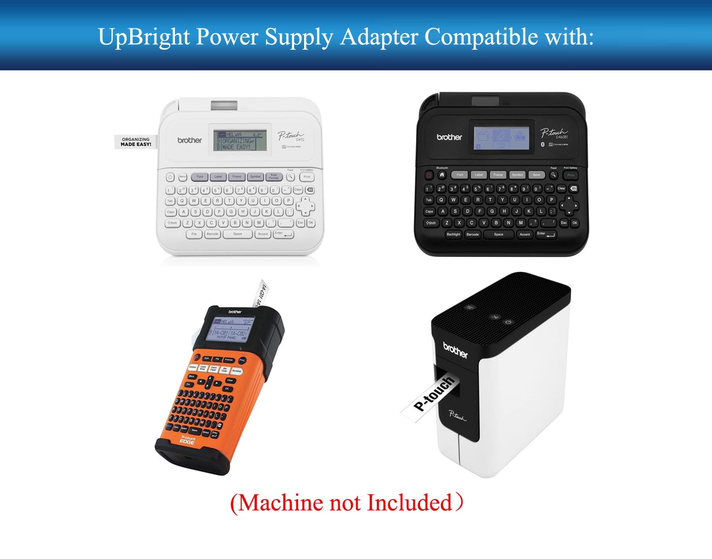 UpBright 12V AC/DC Adapter Compatible with Brother P-Touch D410 PT-D410 PT-D410VP D460BT PT-D460BT PT-D460BTVP Label Maker Printer ADE001A AD-E001A US UU324-1220 2A 12VDC Power Supply Battery Charger